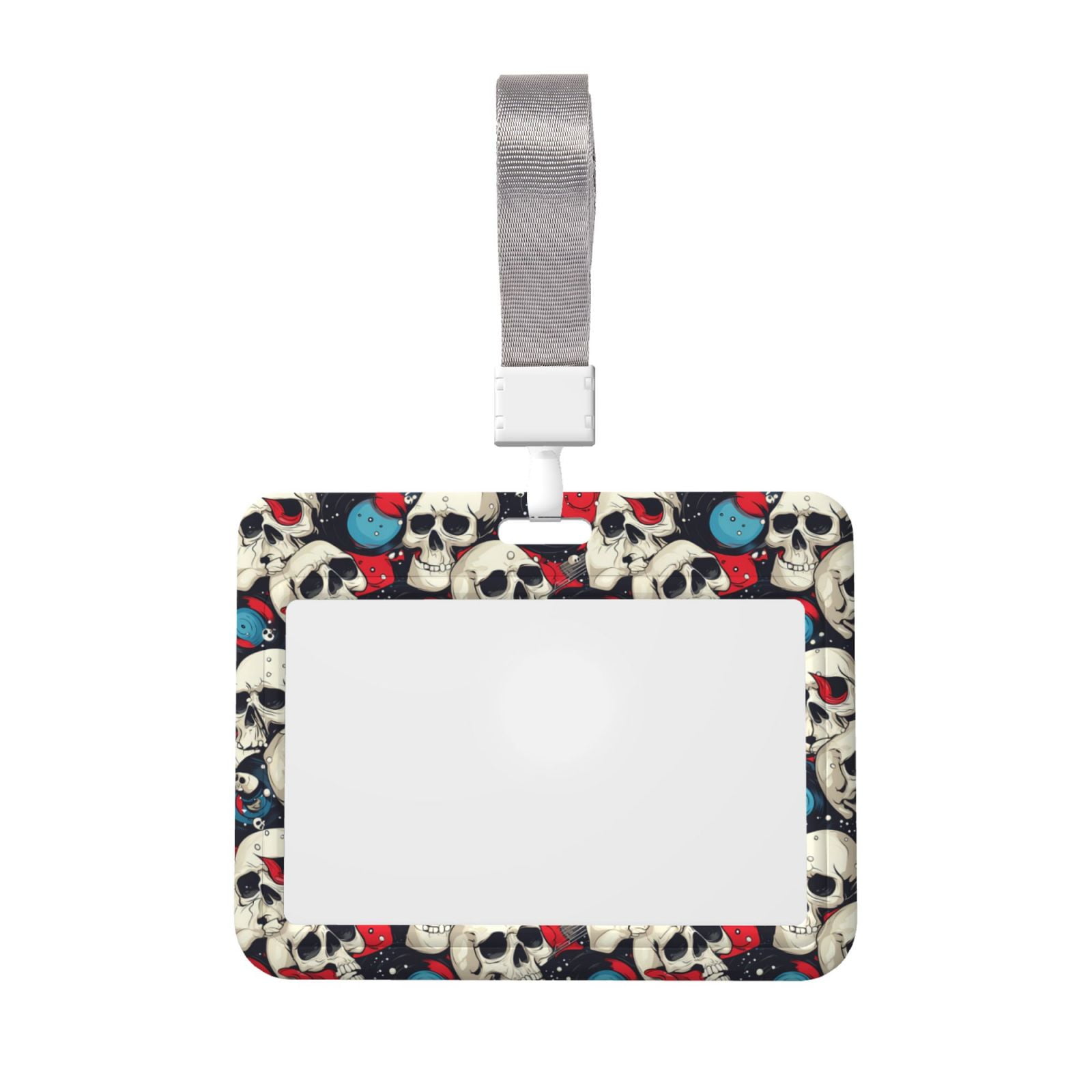 Susaid rock record Skull artist Print ID Badge Holder with Double-Sided ...