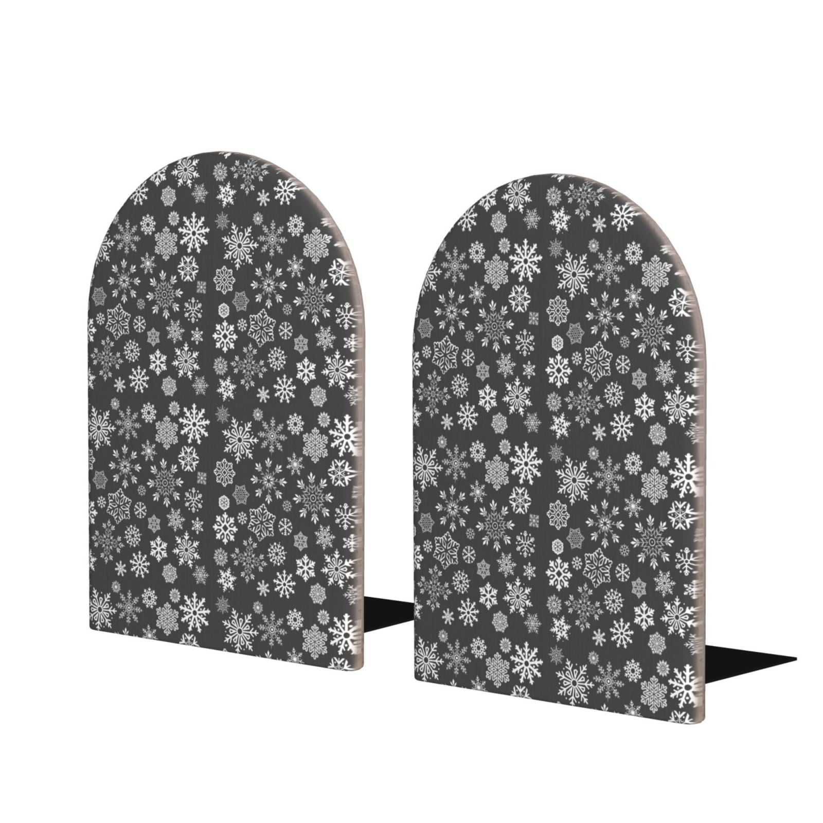 Susaid simple white Snowflake Print Wooden Bookends Decorative Book ...