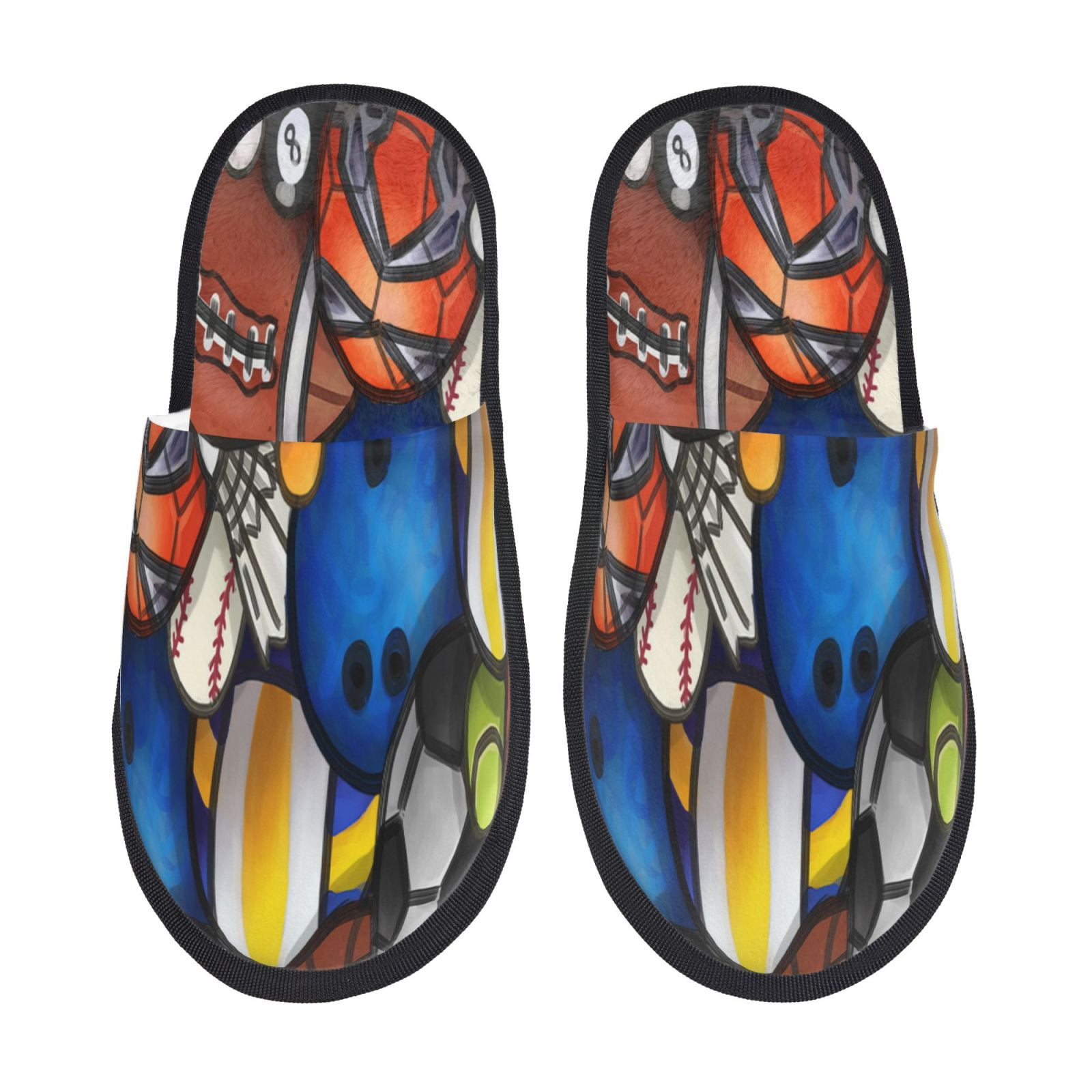 Susaid sport ball Print Fuzzy Slippers for Women and Men, Warm Anti-Skid House Shoes, Trendy ...