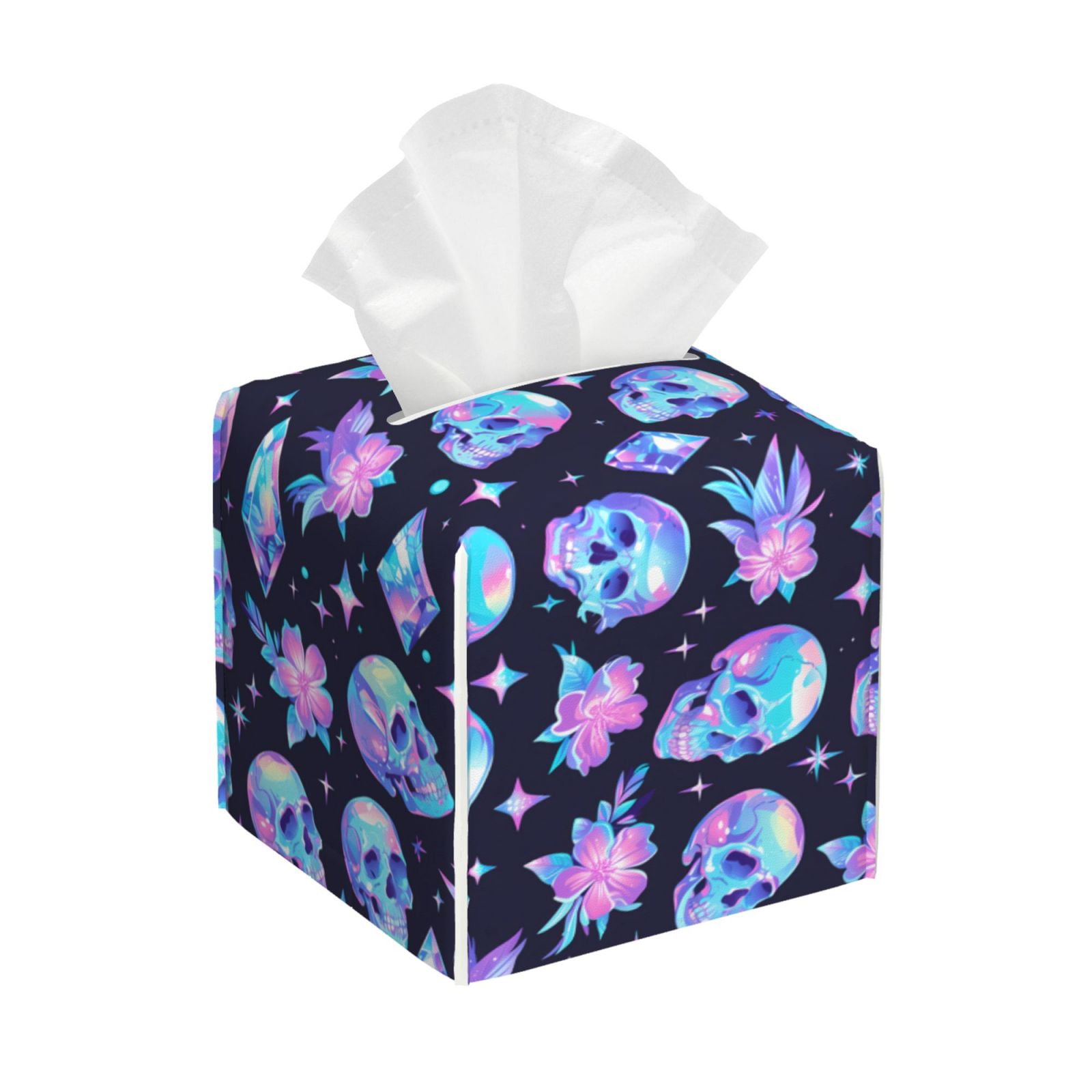 Susaid star Skull flower crystal Print PU Leather Tissue Box Cover ...