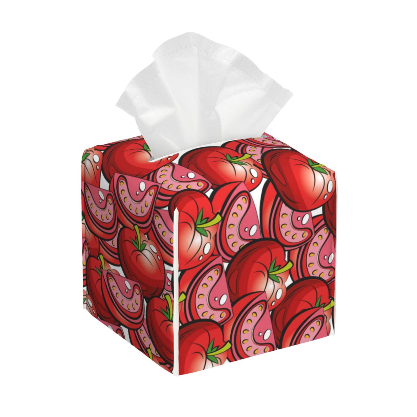 Susaid tomato Print PU Leather Tissue Box Cover, Square Decorative ...