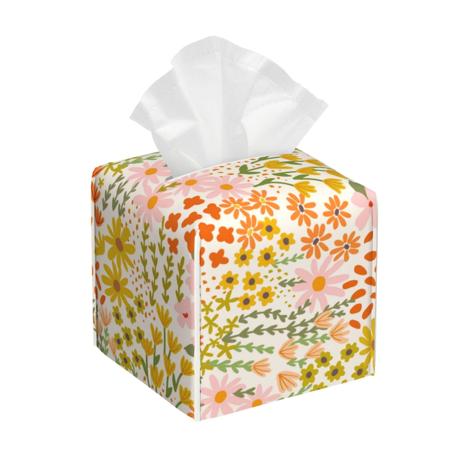 Susaid wild meadow flowers Print PU Leather Tissue Box Cover, Square ...