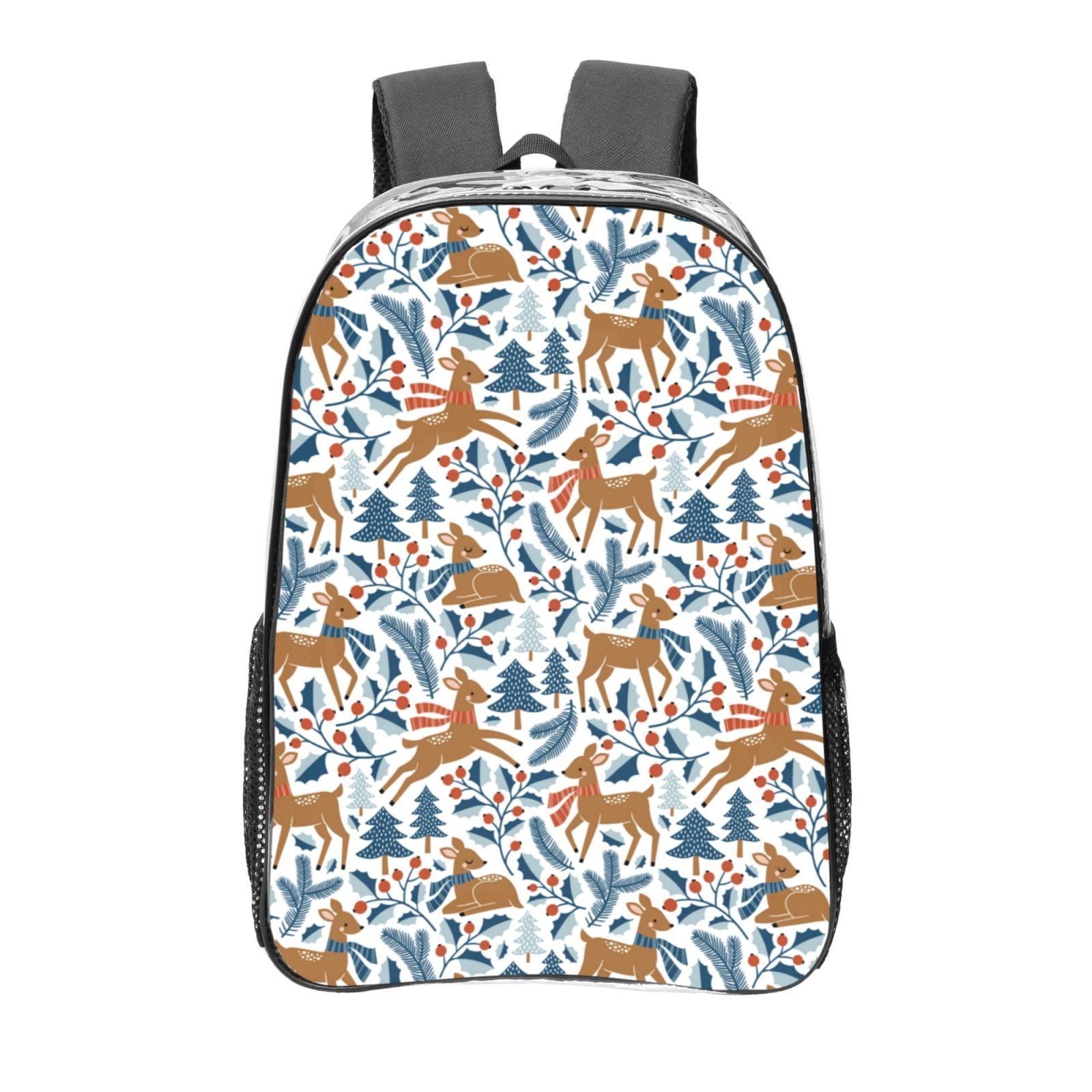 Susaid winter Scarf deer Print Clear Backpack See Through Transparent ...