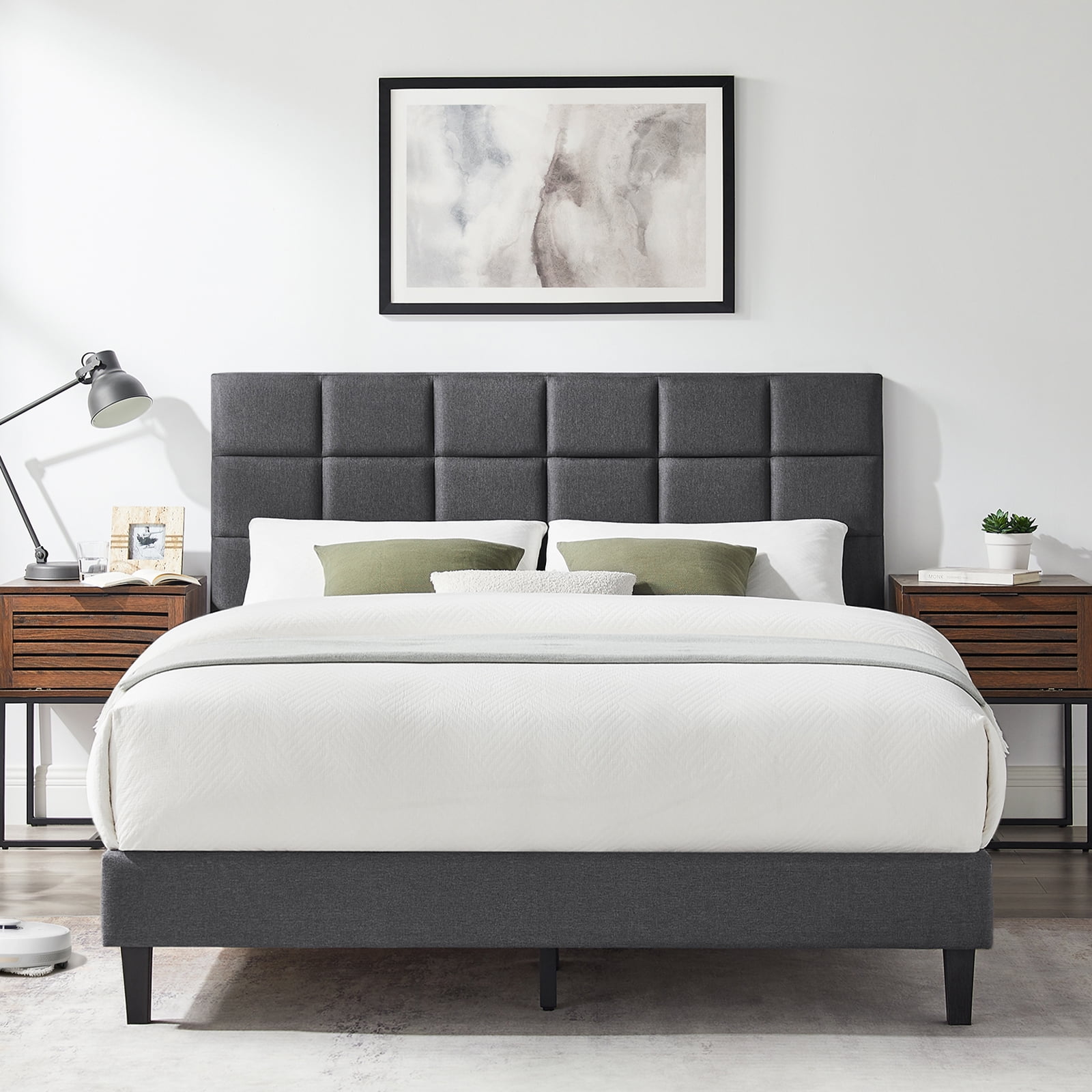 Susalt Full Size Bed Frames with Headboard, Upholstered Platform Bed ...