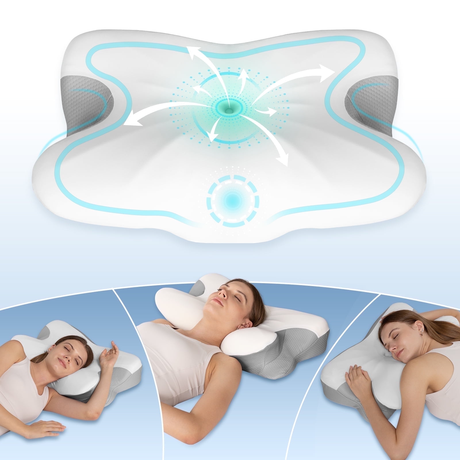 Susalt Neck Pillow for Beds, Foam Bed Pillow for Neck Pain Relief ...