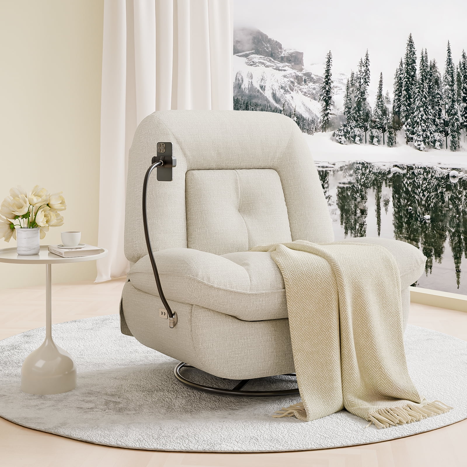 Susalt Oversized Recliner Chair for Adults, Swivel Rocking Glider ...