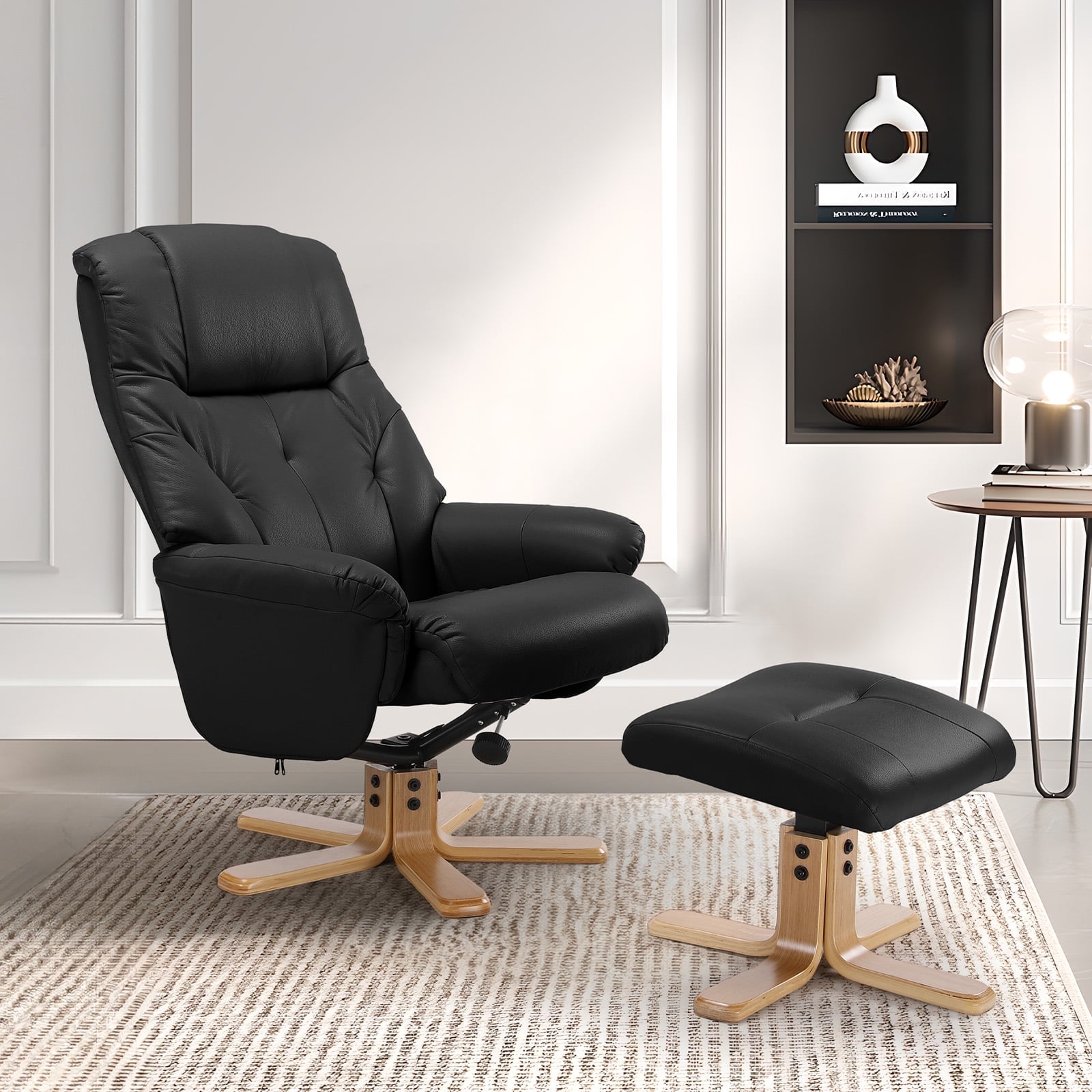 Sailvan Recliner Chair for Adults with Ottoman, 360° Swivel Faux ...