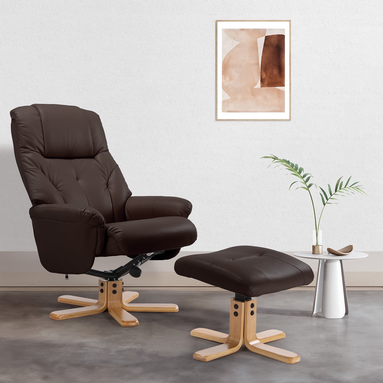 Sailvan Recliner Chair for Adults with Ottoman, 360° Swivel Faux ...