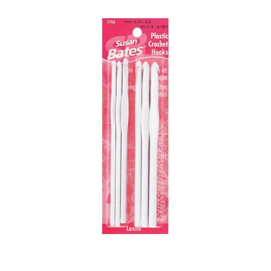 Susan Bates Luxite Plastic Crochet Hook Set, 6 Sizes F-K, Smooth Finish ...