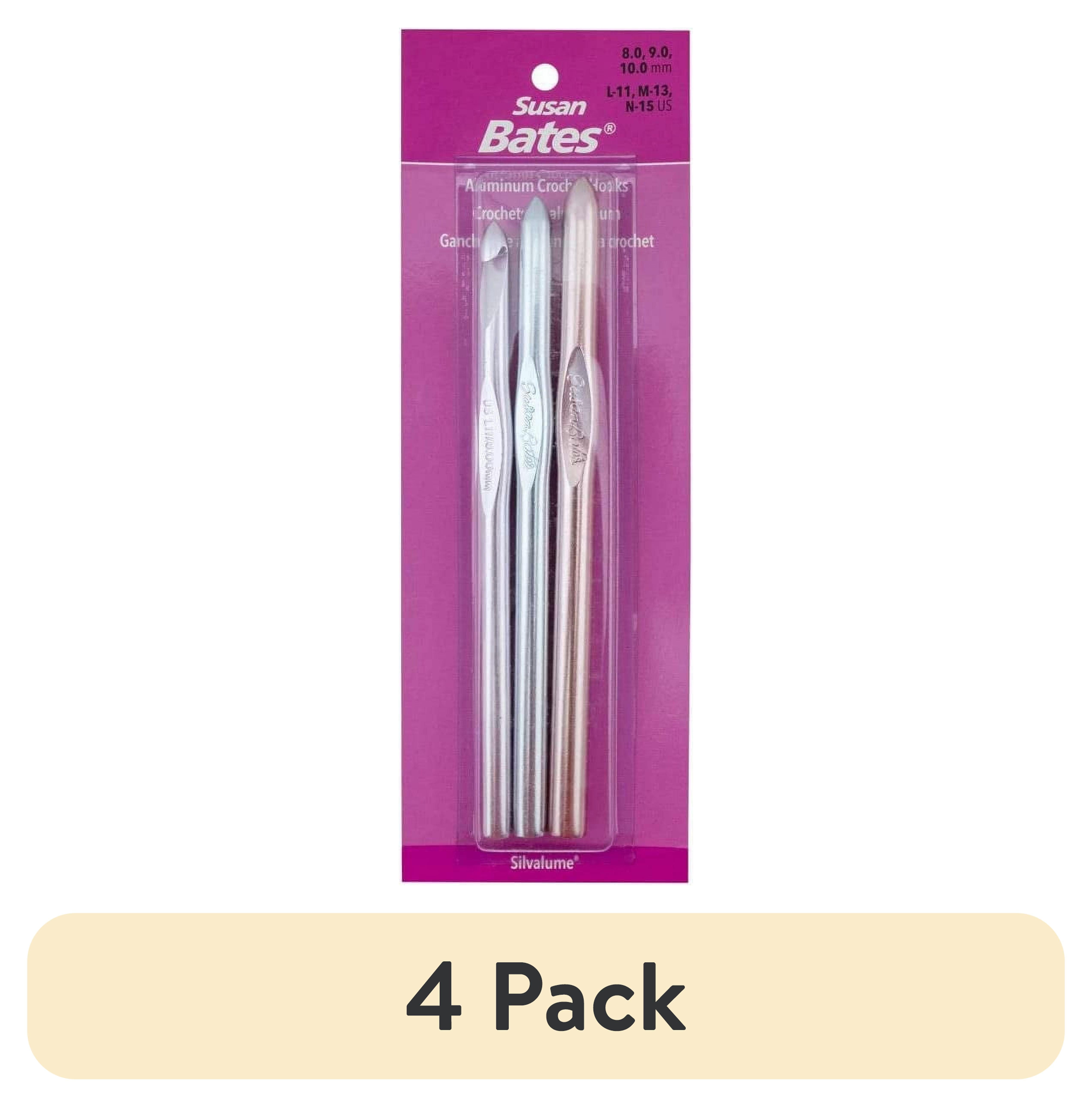 (4 pack) Susan Bates Silvalume Aluminum Crochet Hook Set-Sizes L11 To ...
