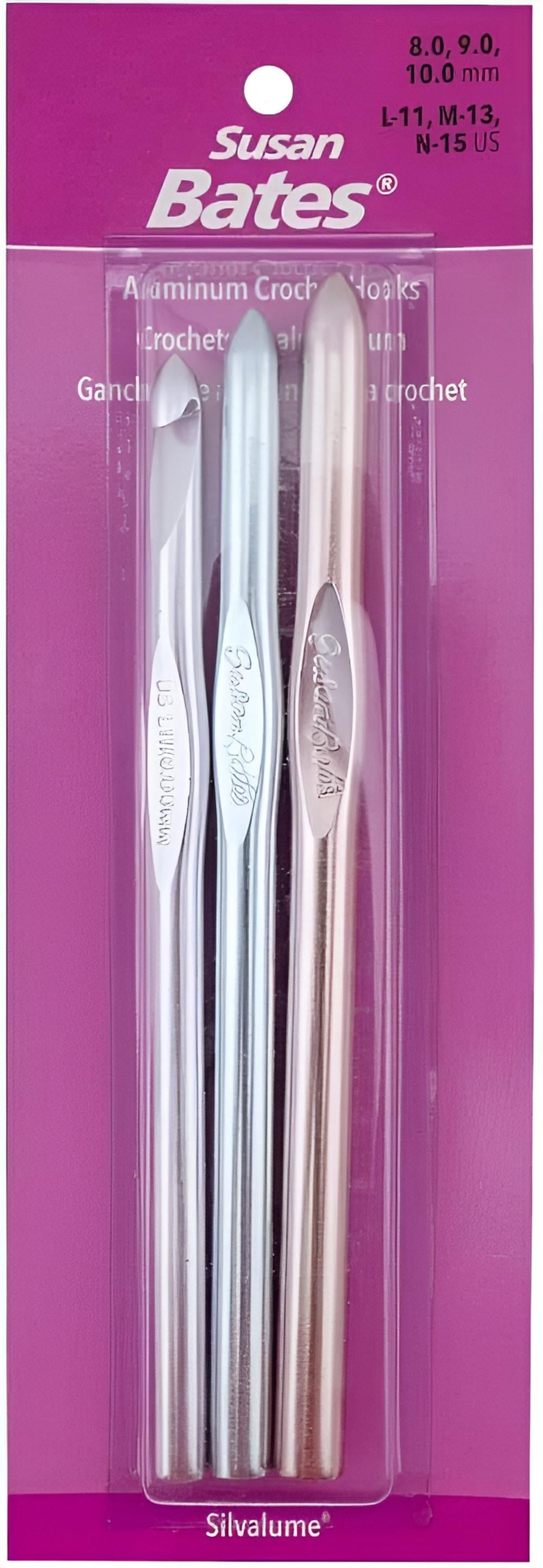 Susan Bates Silvalume Aluminum Crochet Hook Set-Sizes L11 To N15 ...