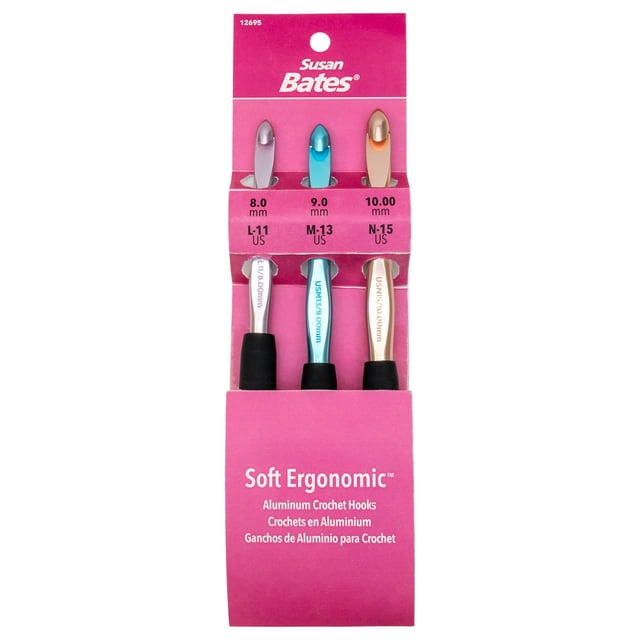 Susan Bates Silvalume Soft Ergonomic Crochet Hook Set-Sizes L11/8mm ...