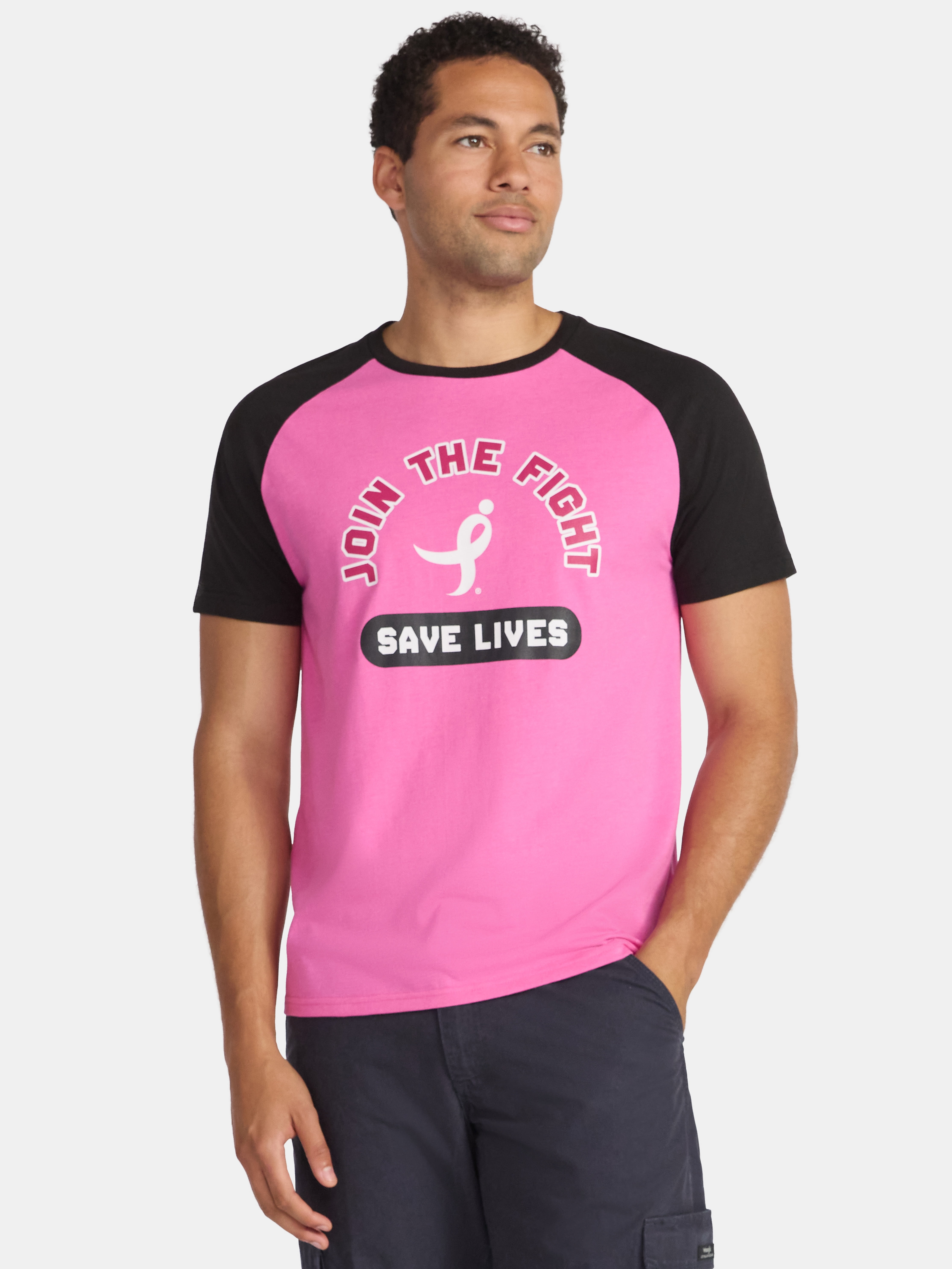 Susan G Komen Men's Breast Cancer Awareness Save Lives Graphic Tee with ...