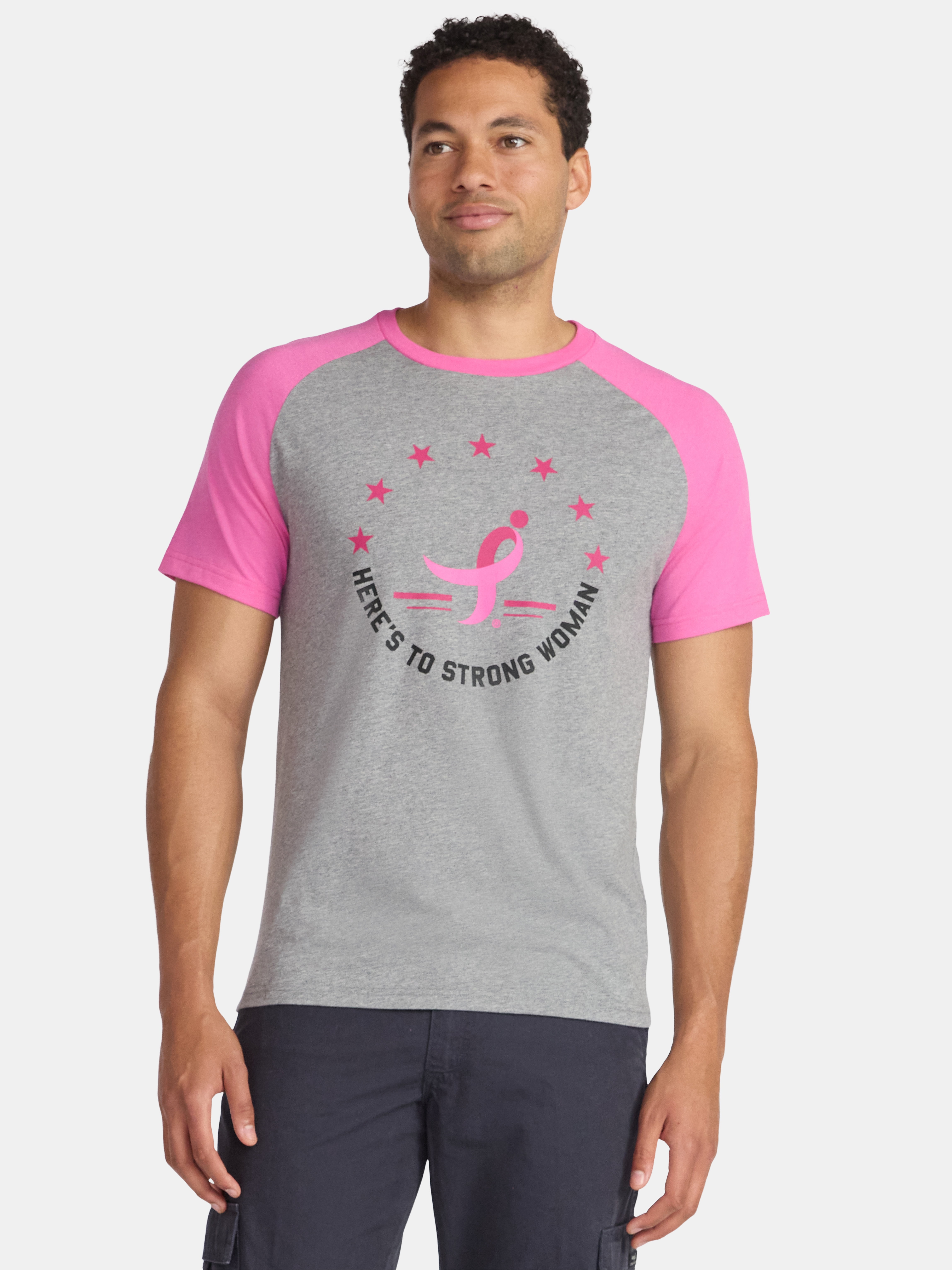 Susan G Komen Men's Breast Cancer Awareness Stars Strong Graphic Tee ...