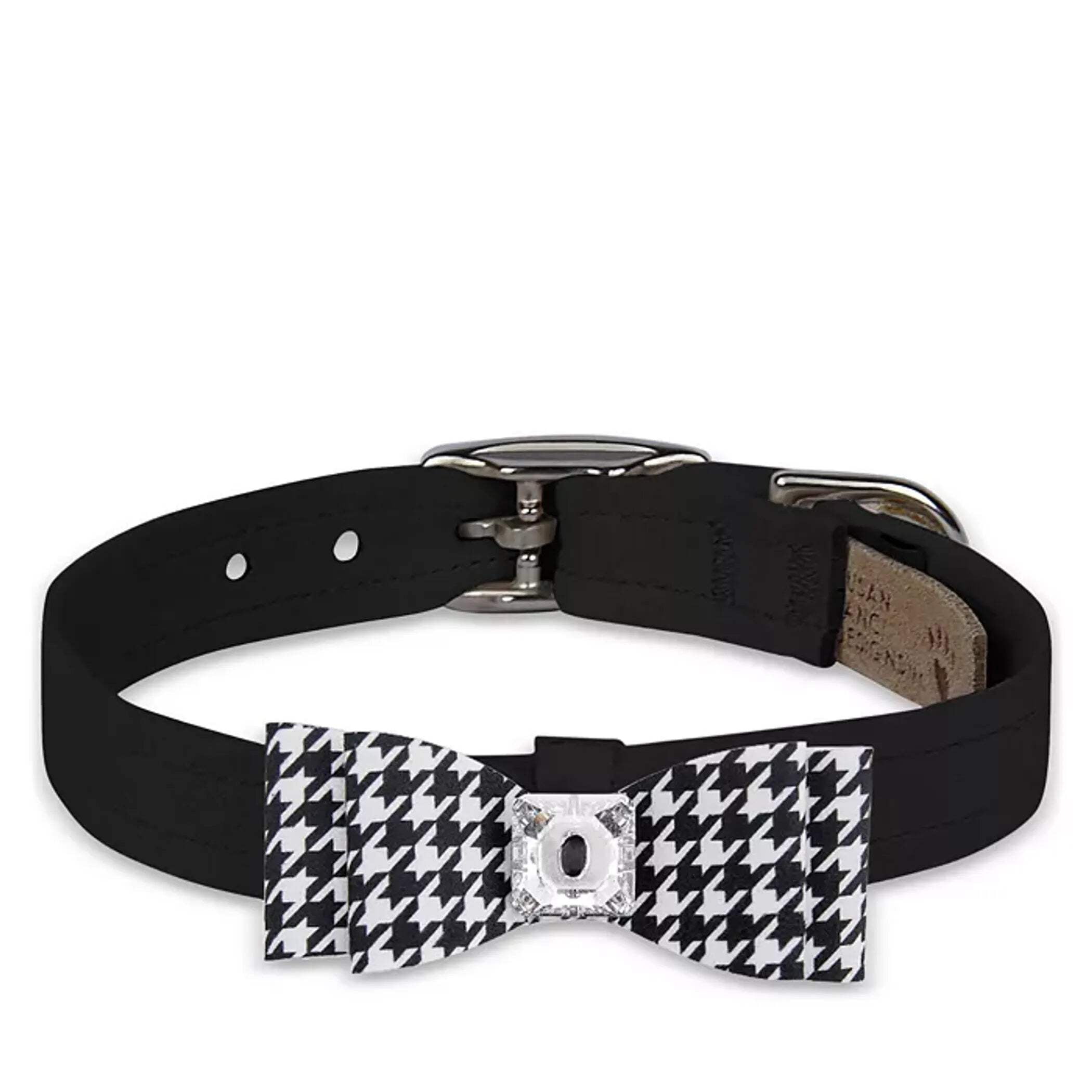 Susan Lanci Designs Black White Houndstooth Big Bow Collar - Walmart.com