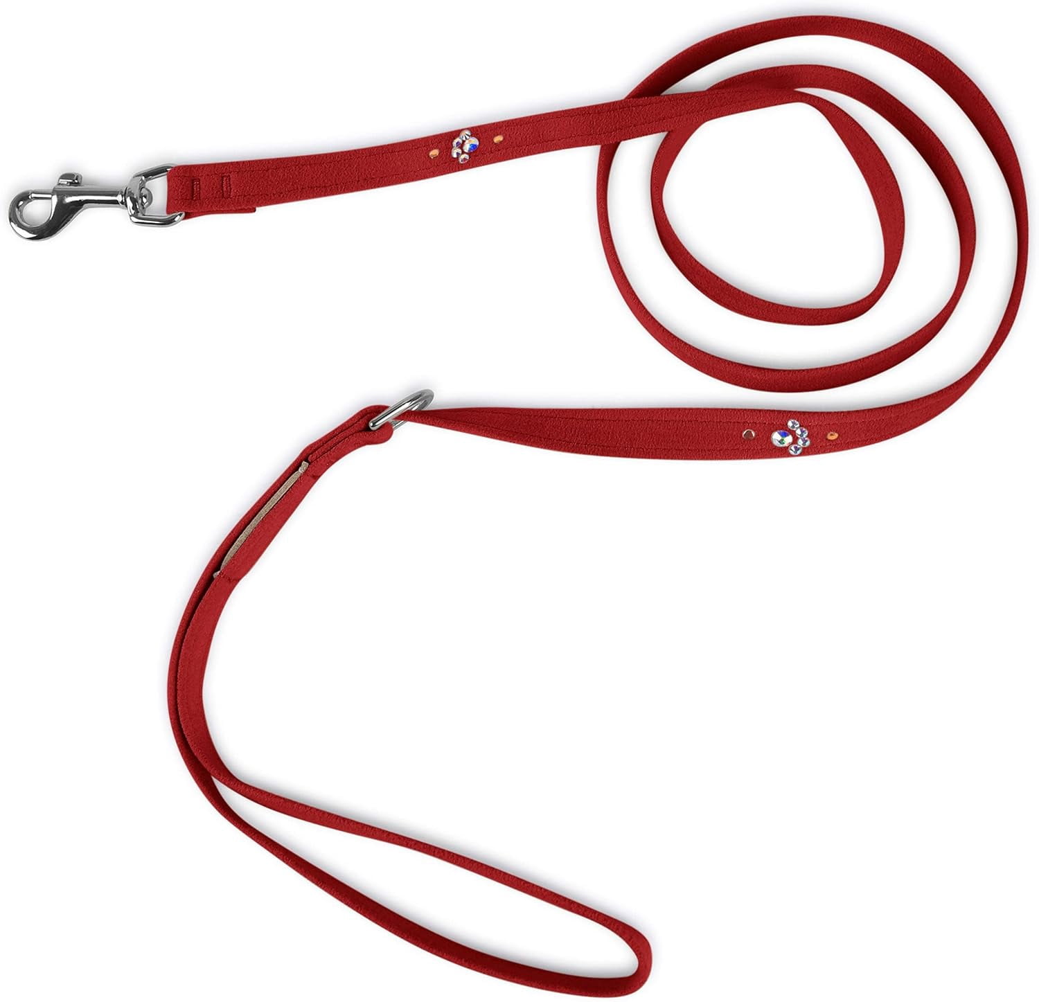 Susan Lanci Designs Crystal Paws Premium Ultrasuede 4FT Pet Leash, Red ...