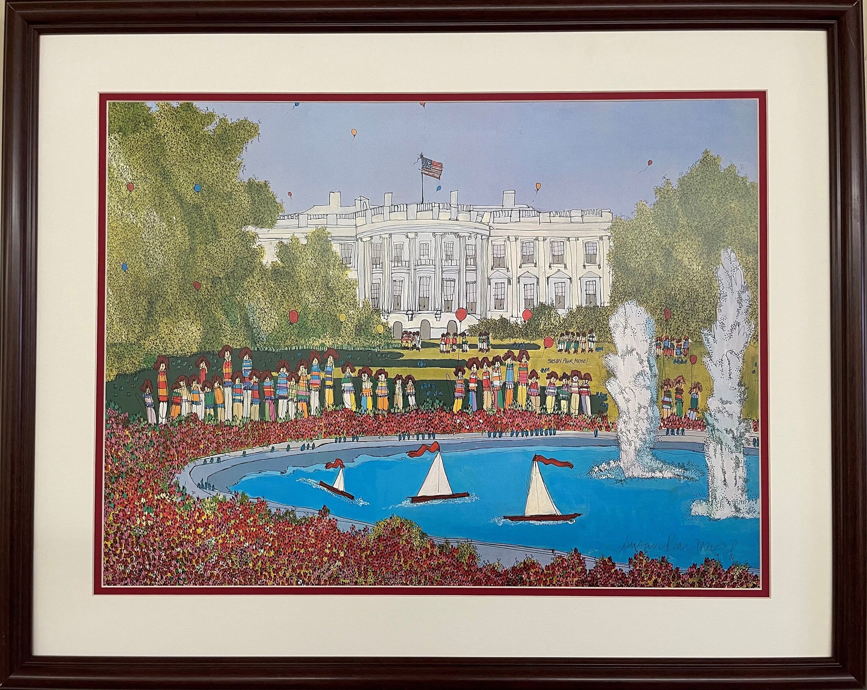 Susan Pear Meisel "The White House" Hand Signed CUSTOM FRAMED Art ...