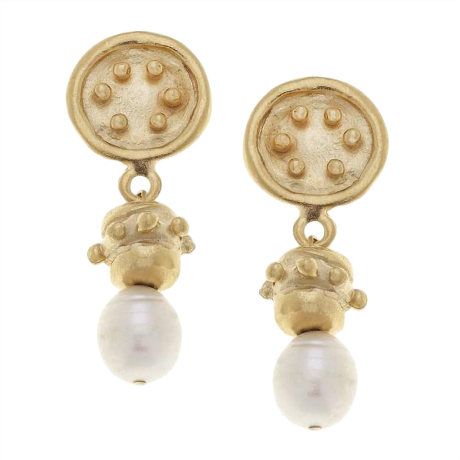 Susan Shaw Dot Pearl Drop Clip Earring - Walmart.com