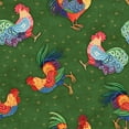 Susan Winget Calico Red Rooster Toss Cotton Fabric - Walmart.com