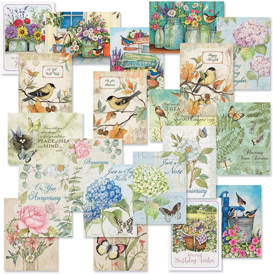 Susan Winget Studio Set of 40 Unique Greeting Cards - Large 5x7 Inch ...