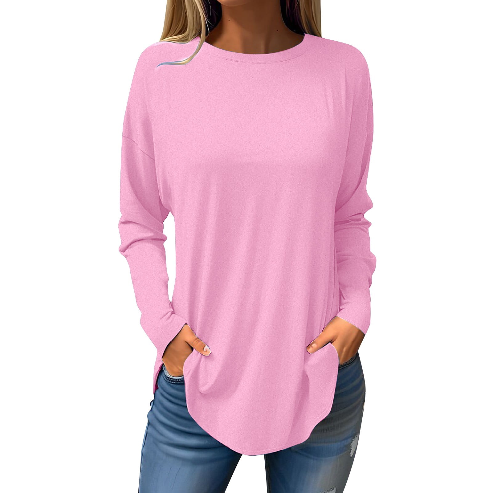 Susanny Business Casual Tops Long Sleeve Crew Neck Plus Size Tshirts ...