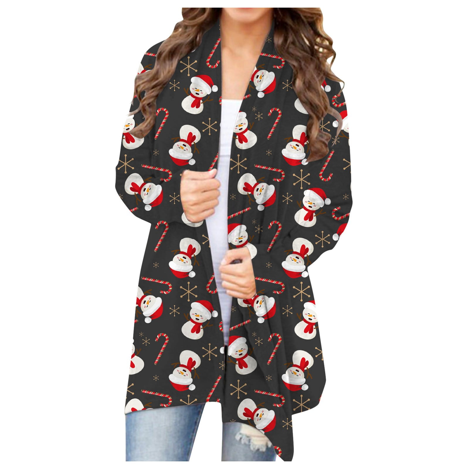 Susanny Christmas Cardigan Jackets For Women With Religious Pictures Snowman Lightweight Open