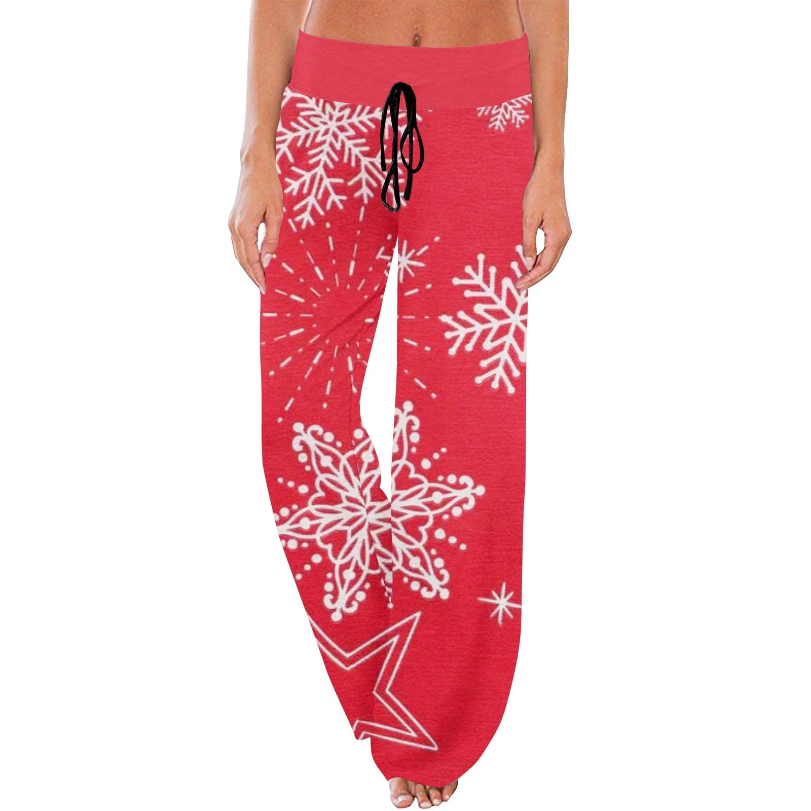 Susanny Christmas Pajama Pants Snowflake Holiday Wide Leg High Waisted ...