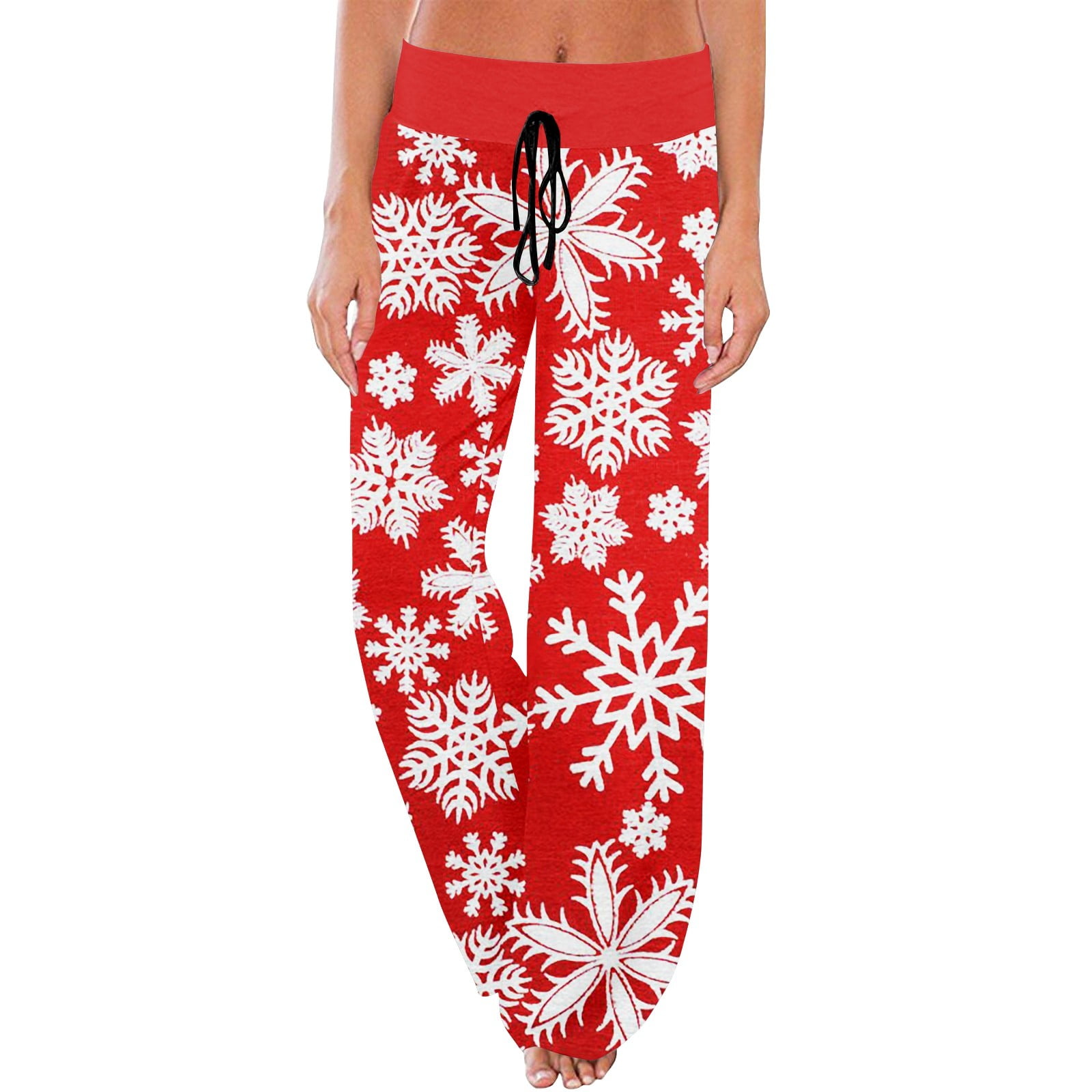 Susanny Christmas Plaid Pajama Pants Women Snowflake High Waisted Plus ...