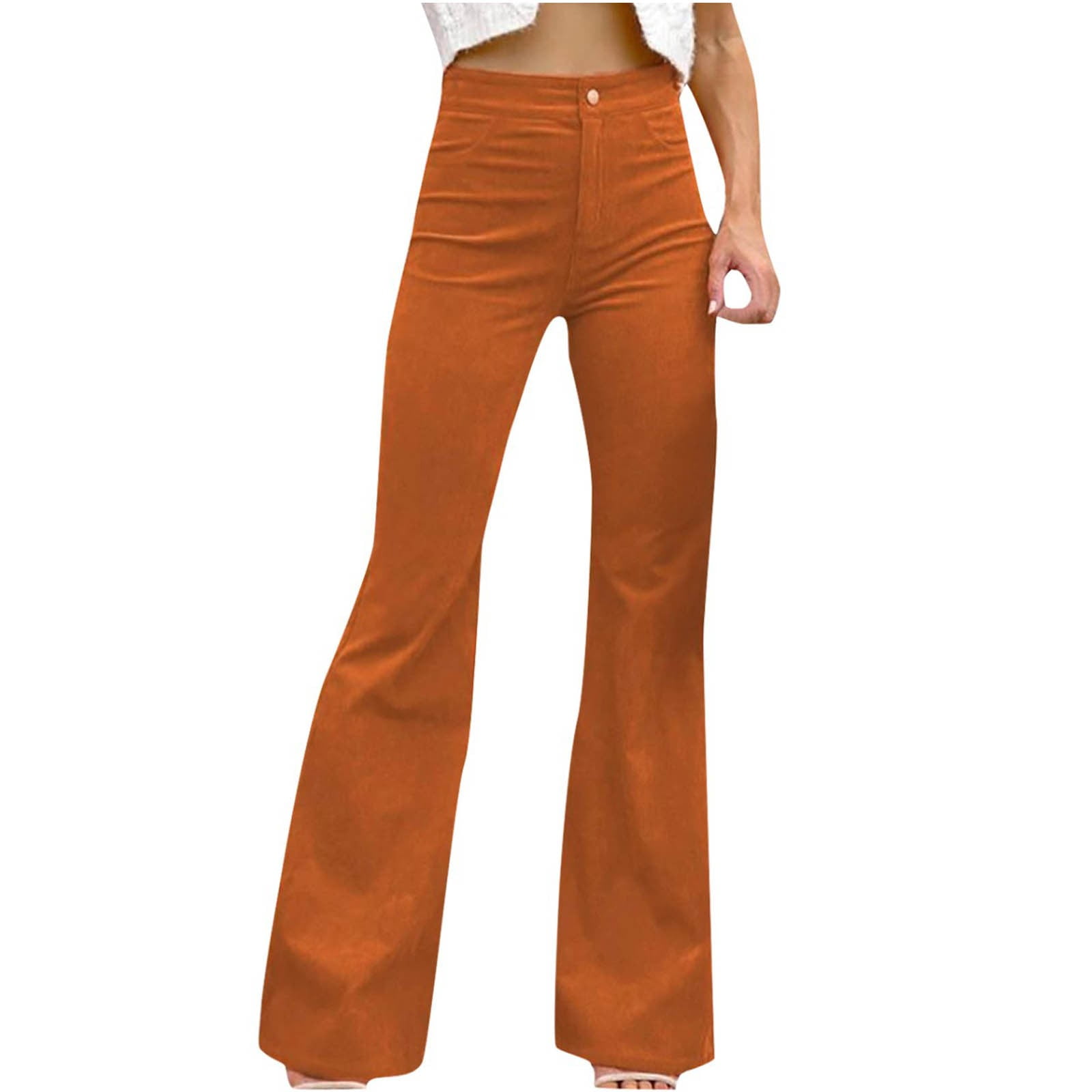 Susanny Corduroy Flared Yoga Pants for Women Petite High Waist Bell ...