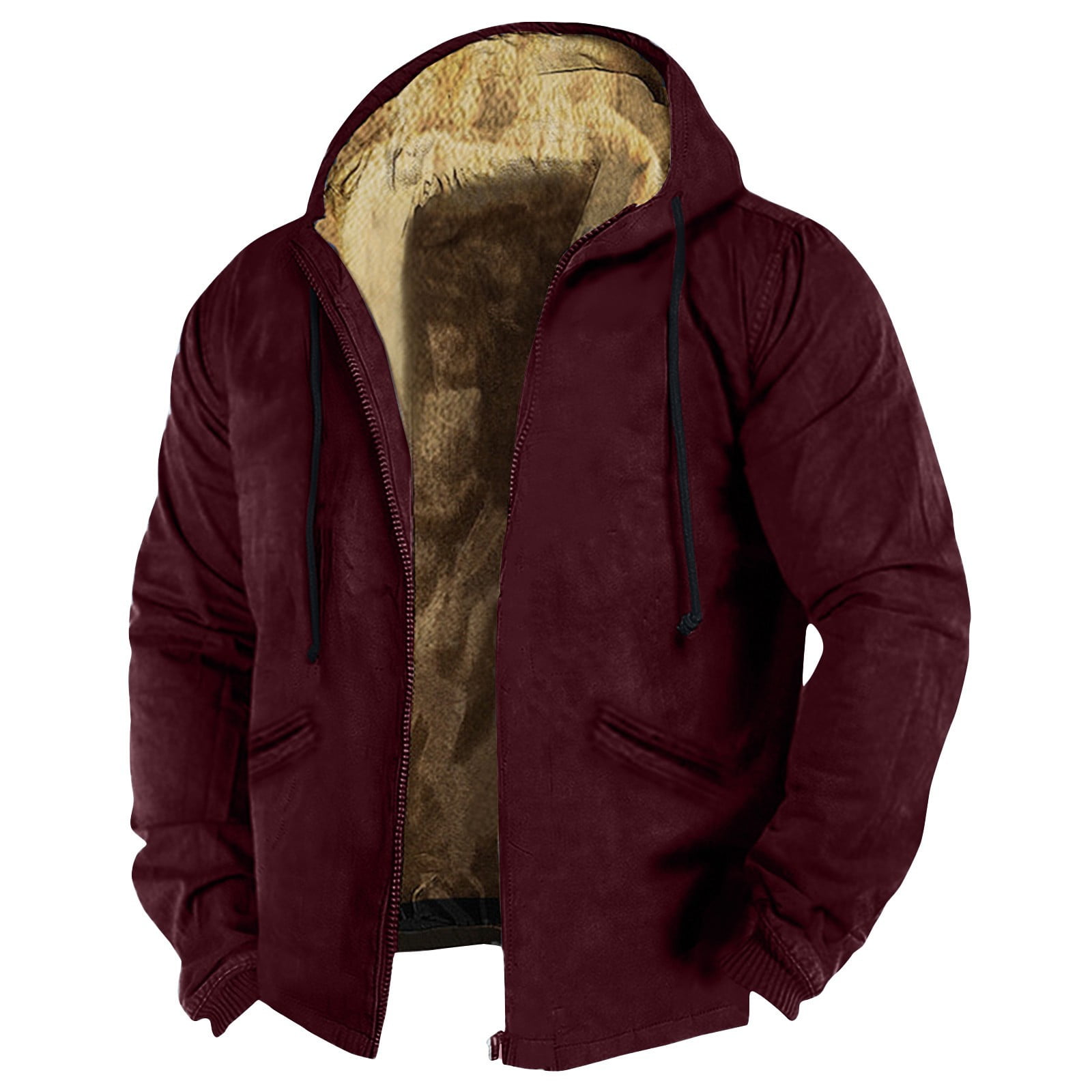Susanny Thick Coats for Men Western Distressed Sherpa Fleece Lined ...