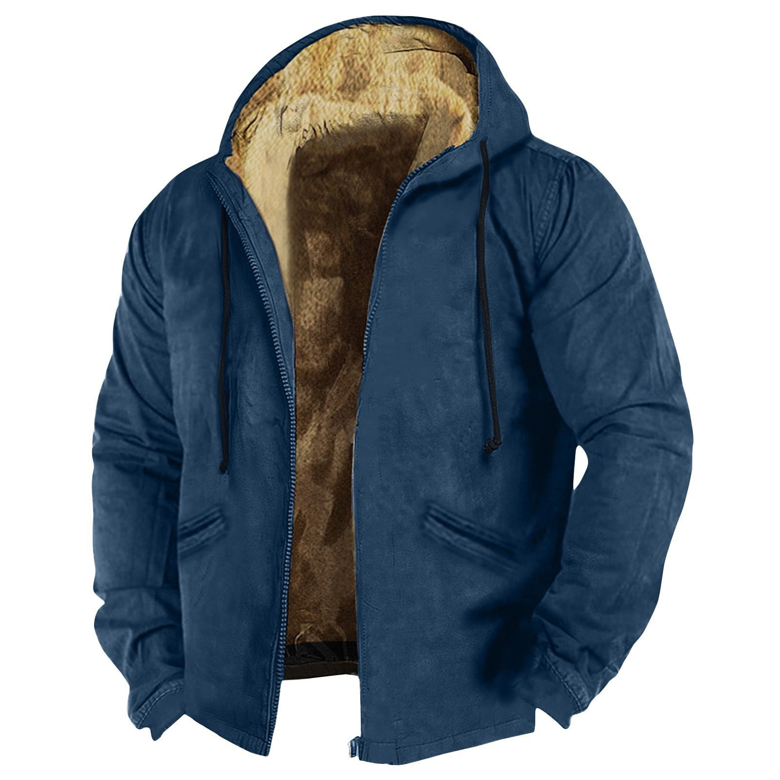 Susanny Thick Jackets for Men Western Sherpa Fleece Lined Hooded ...