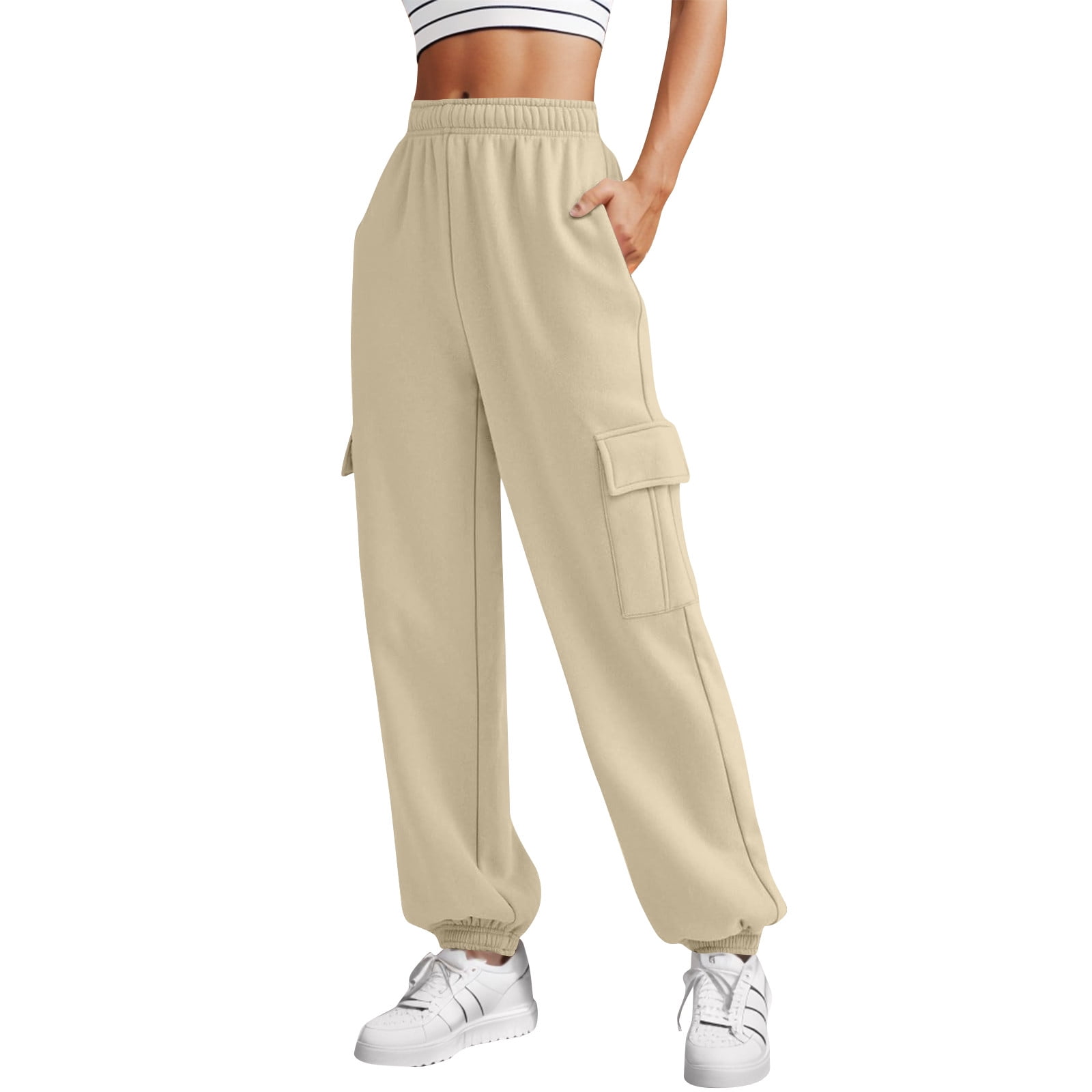 Susanny Womens Cargo Sweatpants Joggers Cinch High Waisted Baggy ...
