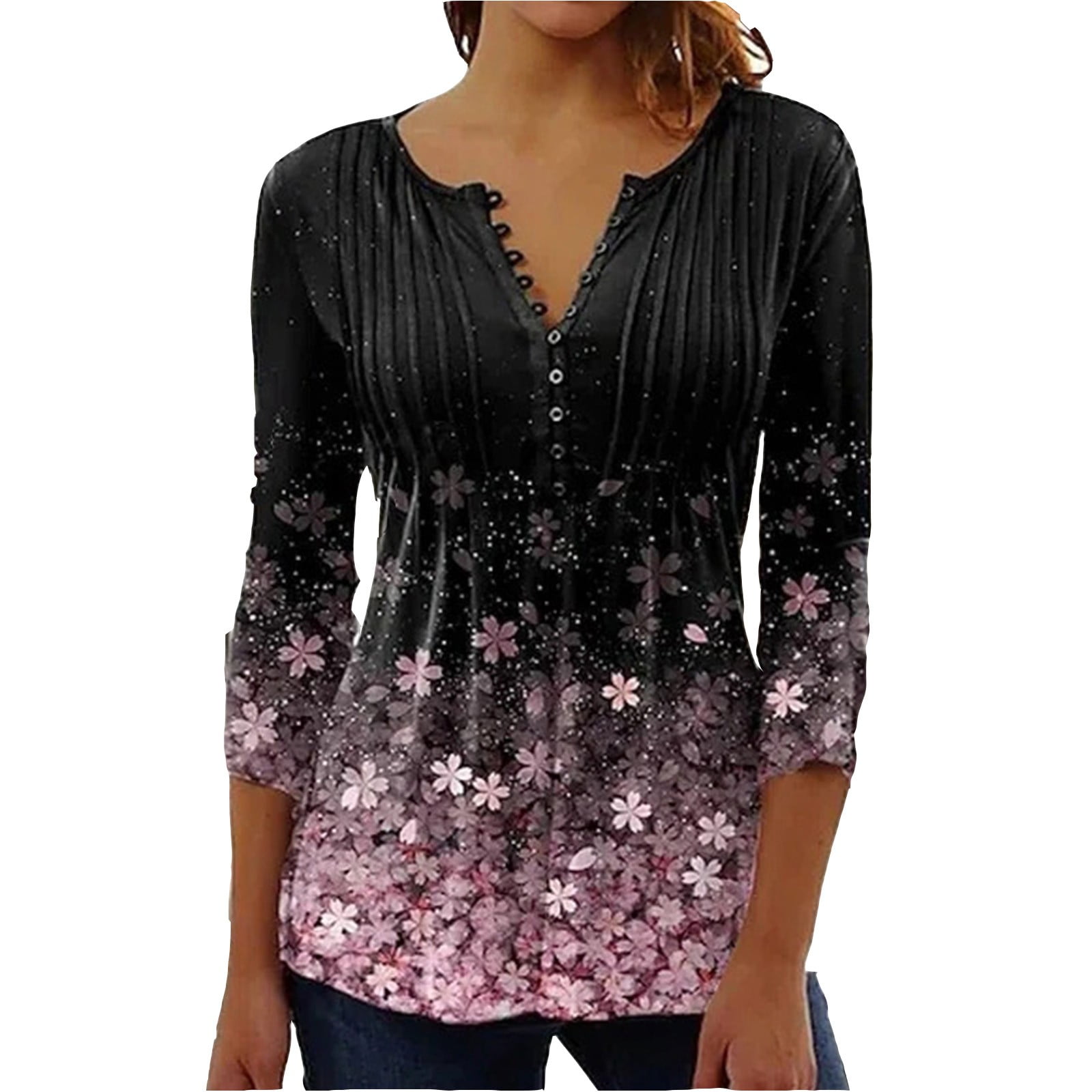 Susanny Ladies Loose Workout Tops Floral Flowy Fitted Shirt Women ...