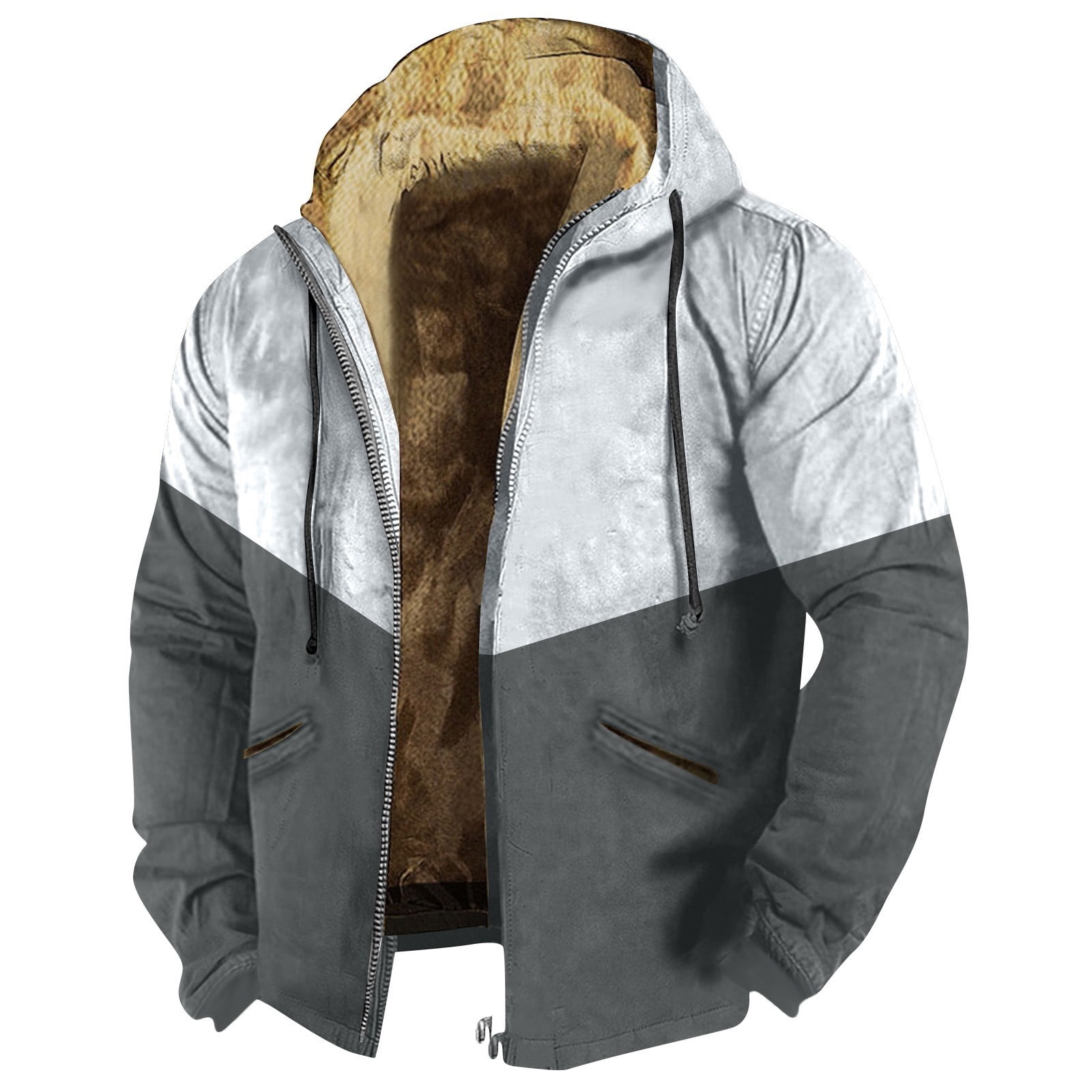 Susanny Mens Jacket Winter Big and Tall Western Hooded Flannel Sherpa ...
