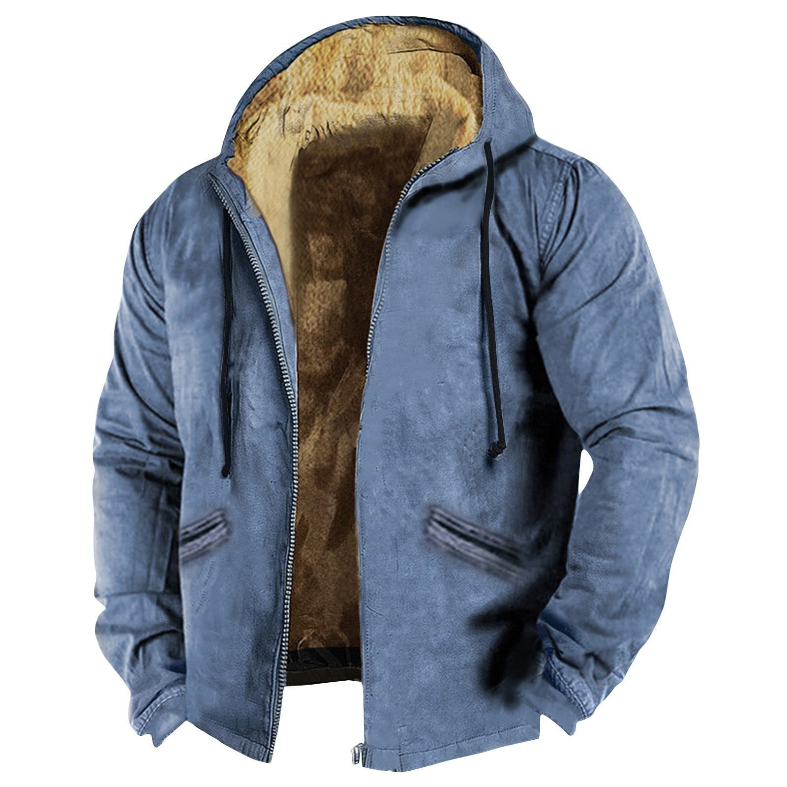 Susanny Heavy Fleece Jacket Men Distressed Western Winter Flannel ...