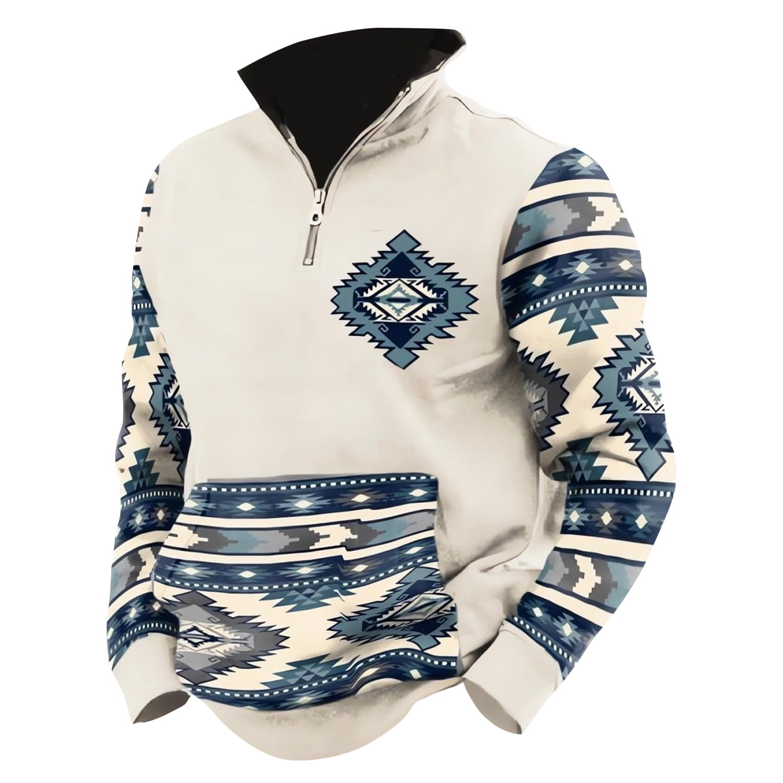 Susanny Mens Sweaters and Pullovers Half Zip Up Cowboys Aztec Western ...