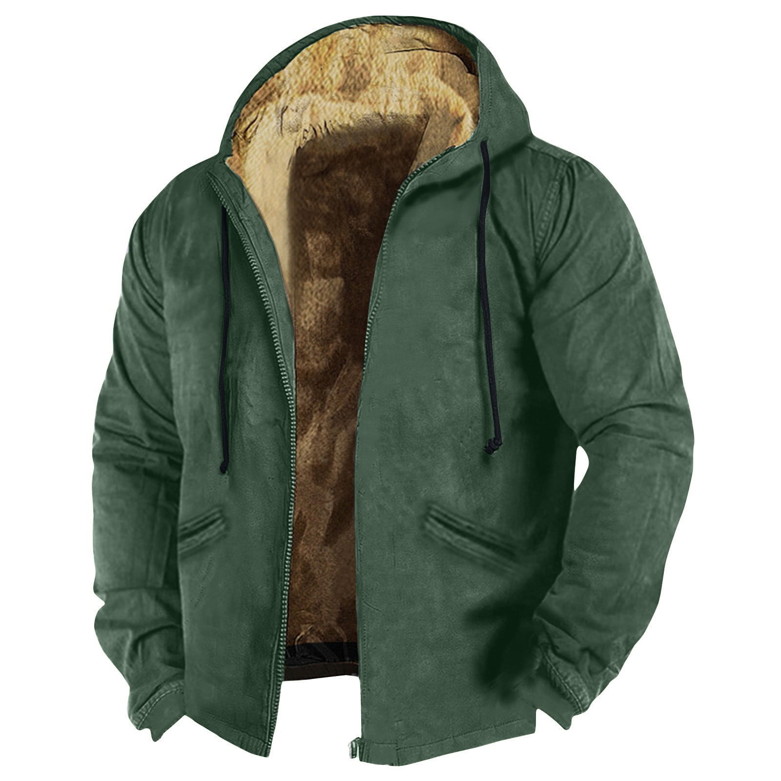 Susanny Mens Thick Coat Western Zip Up Hooded Winter Sherpa Fleece ...