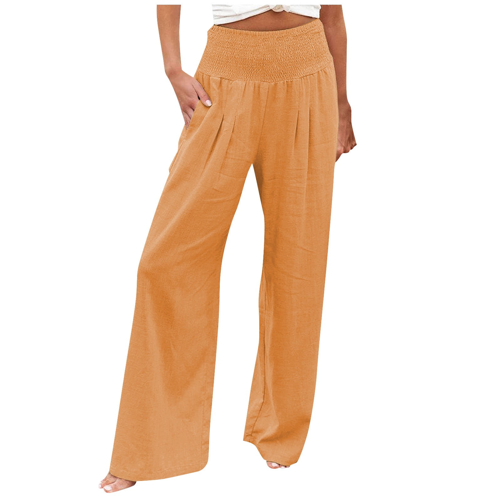 Susanny Pants For Women Trendyl Cotton Linen Wide Leg Pants Summer