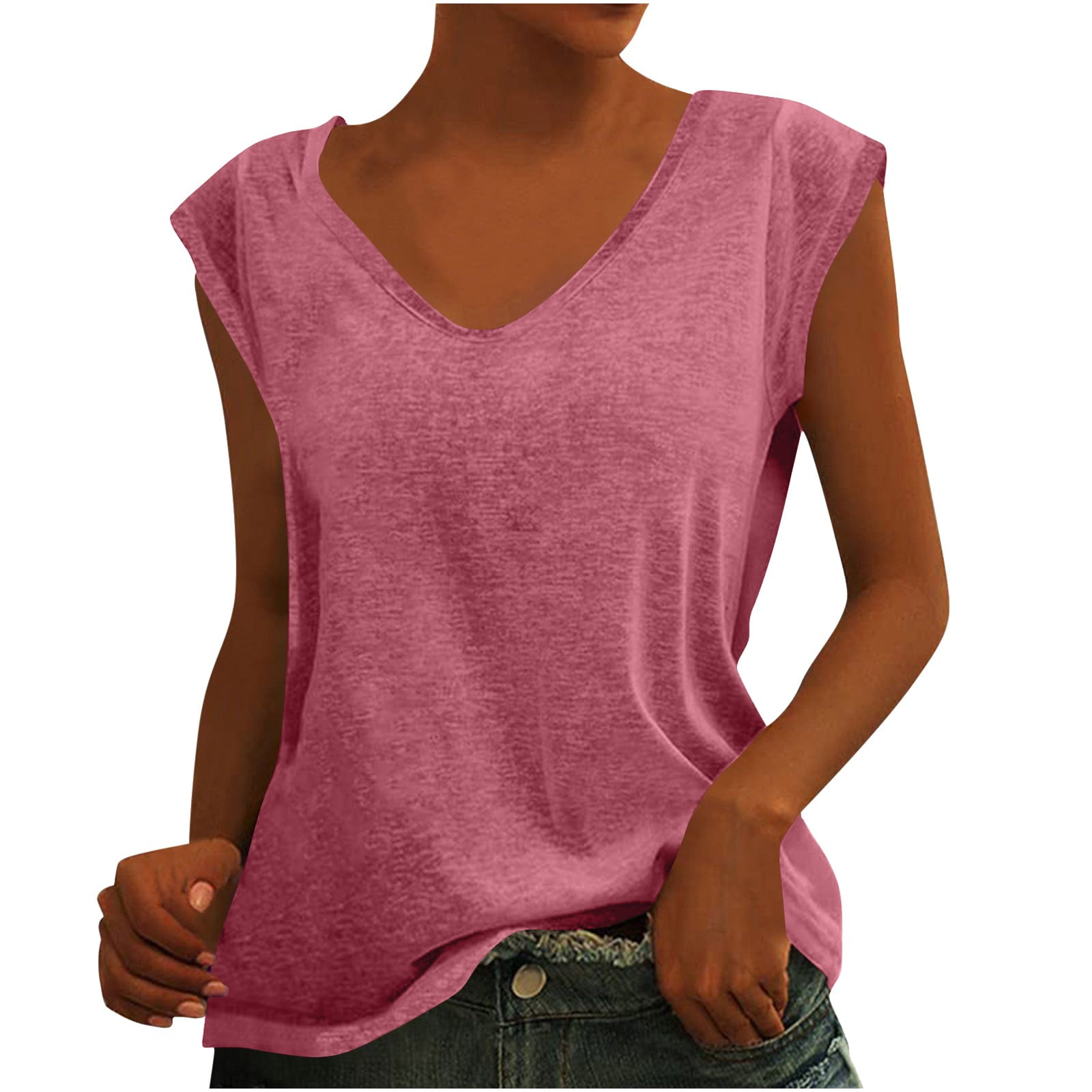Susanny Pink Tank Tops for Women Sleeveless Cap Sleeve Woman's Workout ...