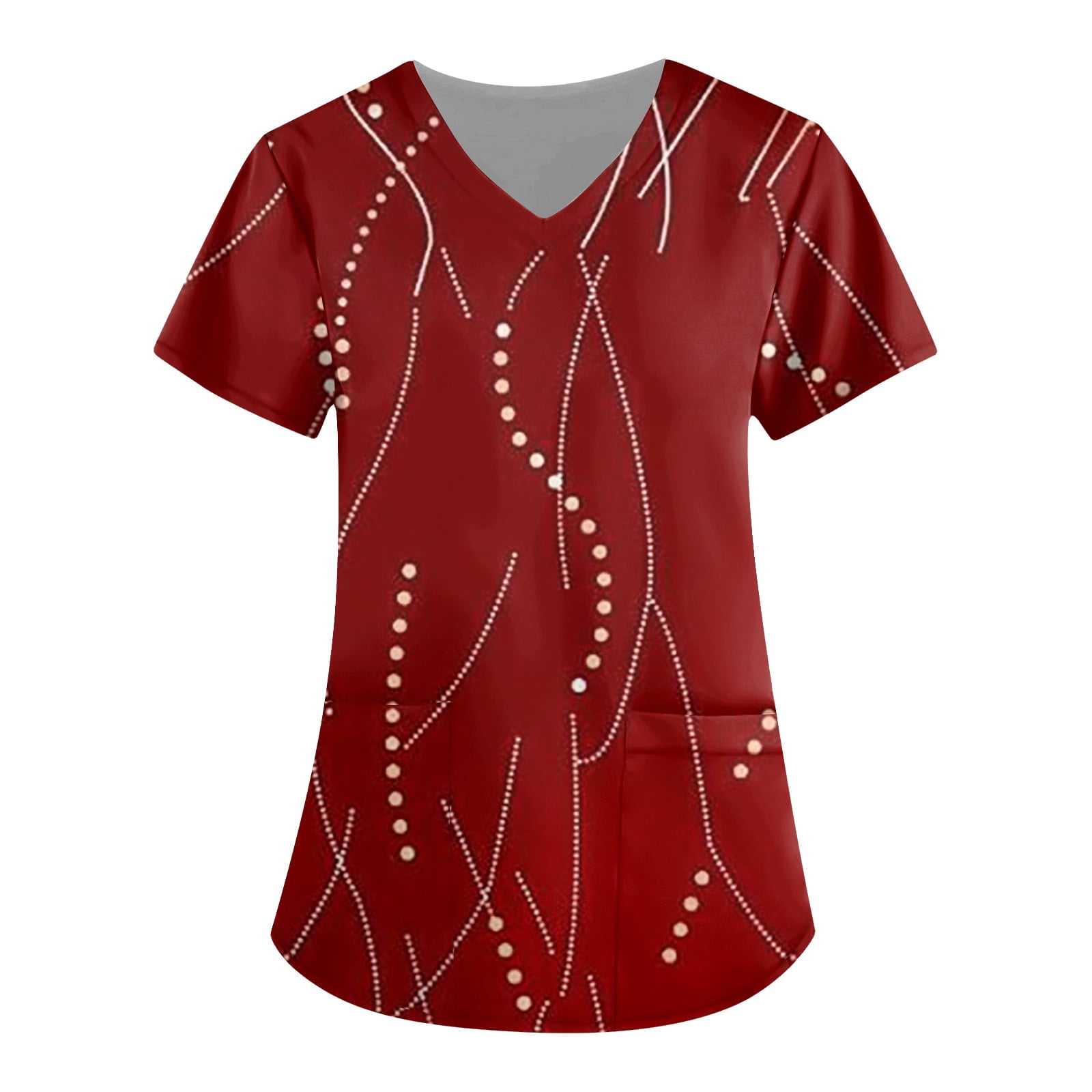 Susanny Printed Scrub Tops Women Graphic Print Nurse Uniform Short ...