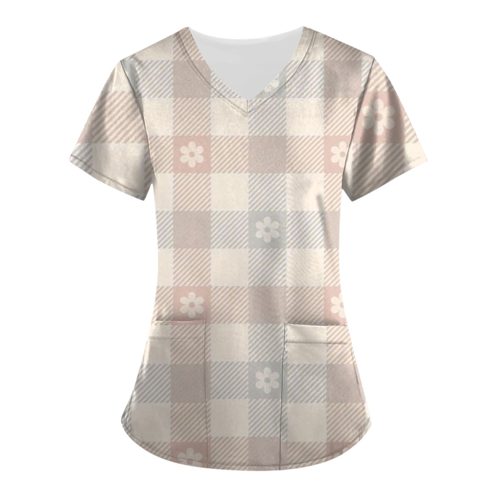 Susanny Scrub Tops For Women Floral Graphic with Pockets Nurse Uniform ...