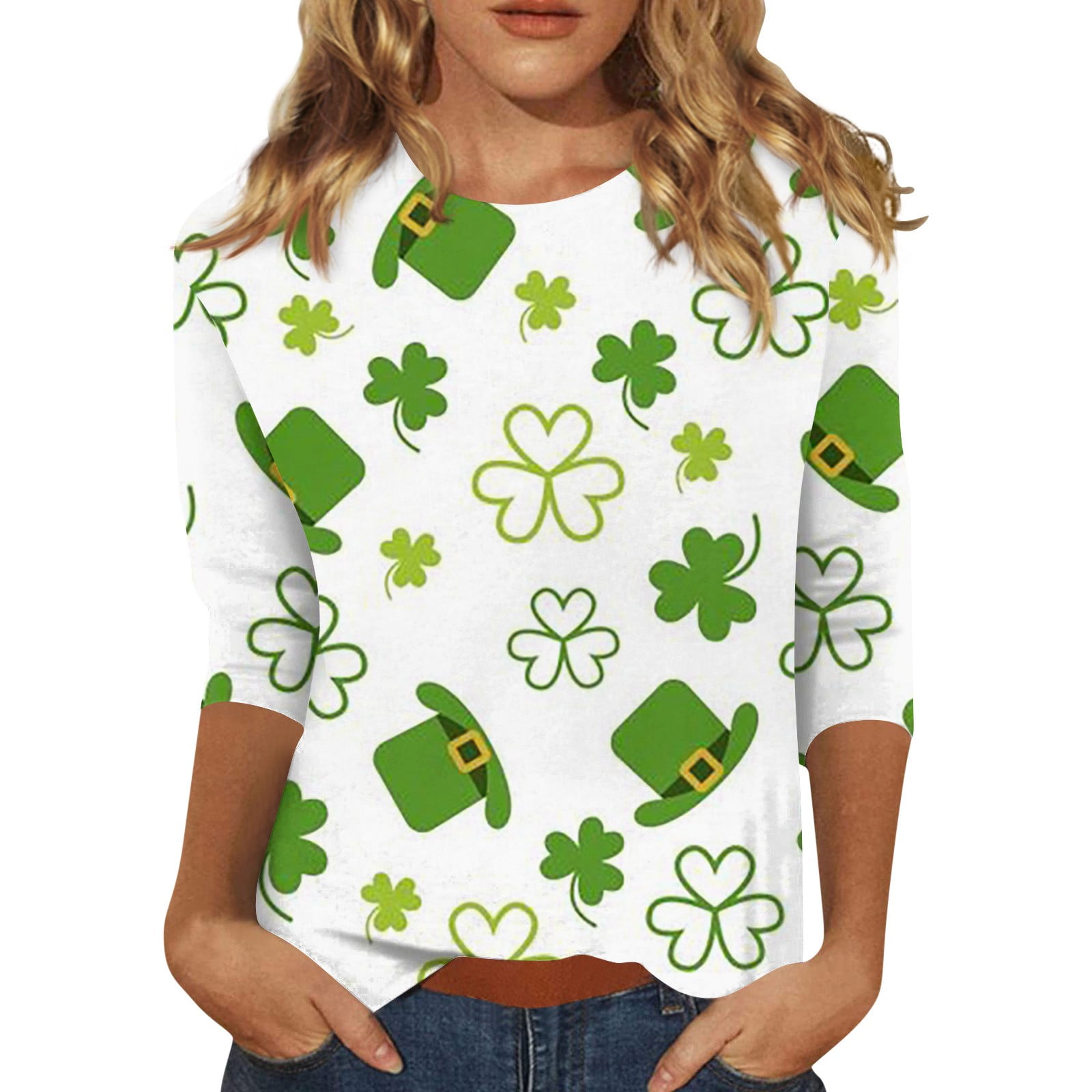 Susanny St Patricks Day T Shirts For Women Plus Size 3 4 Sleeve Crew