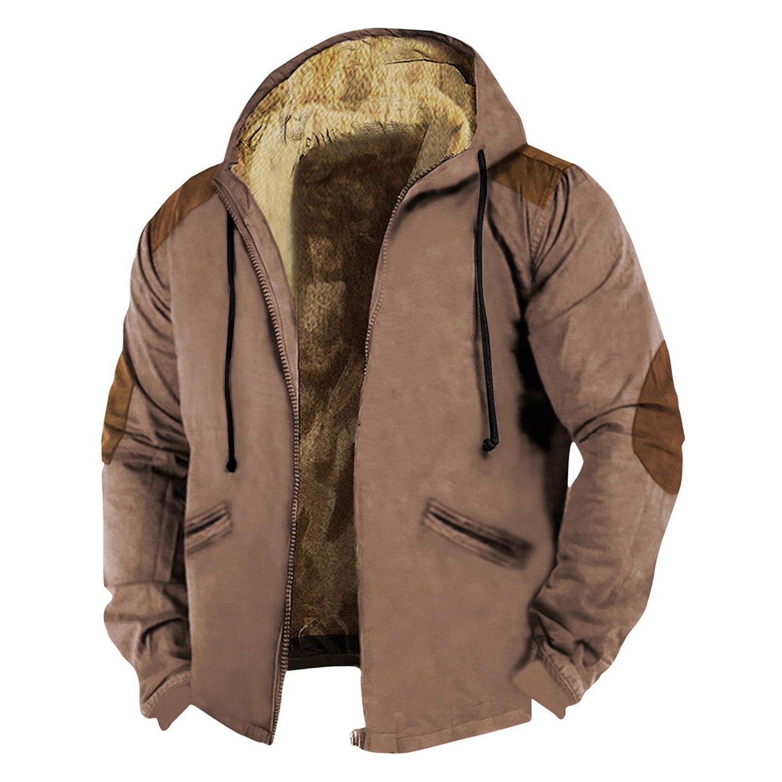 Susanny Thick Coat Men Pockets Distressed Flannel Western Sherpa Fleece ...