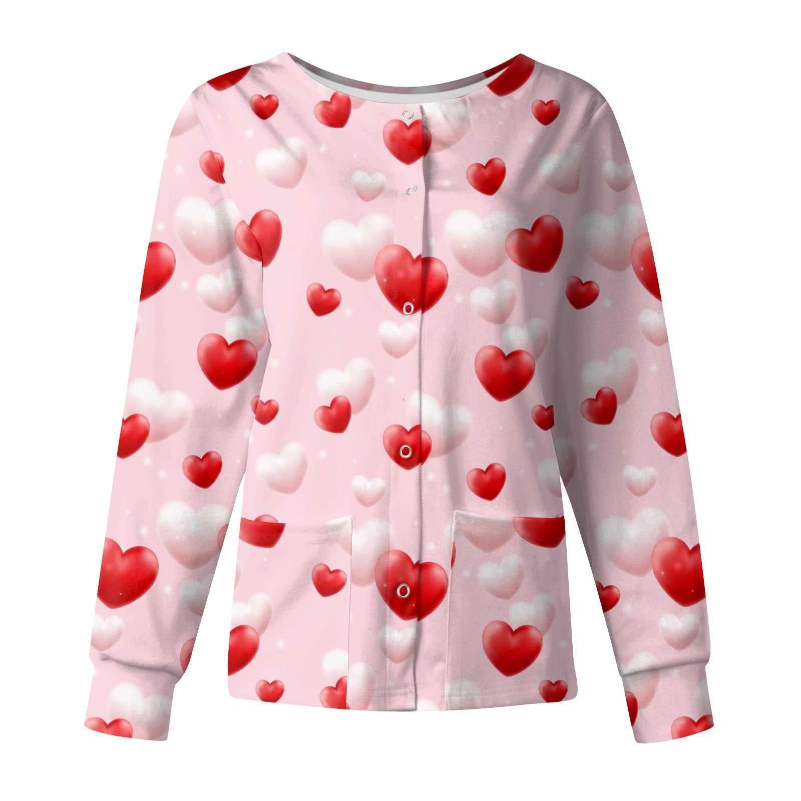 Susanny Valentines Day Scrub Tops with Pockets Graphic Love Long Sleeve ...