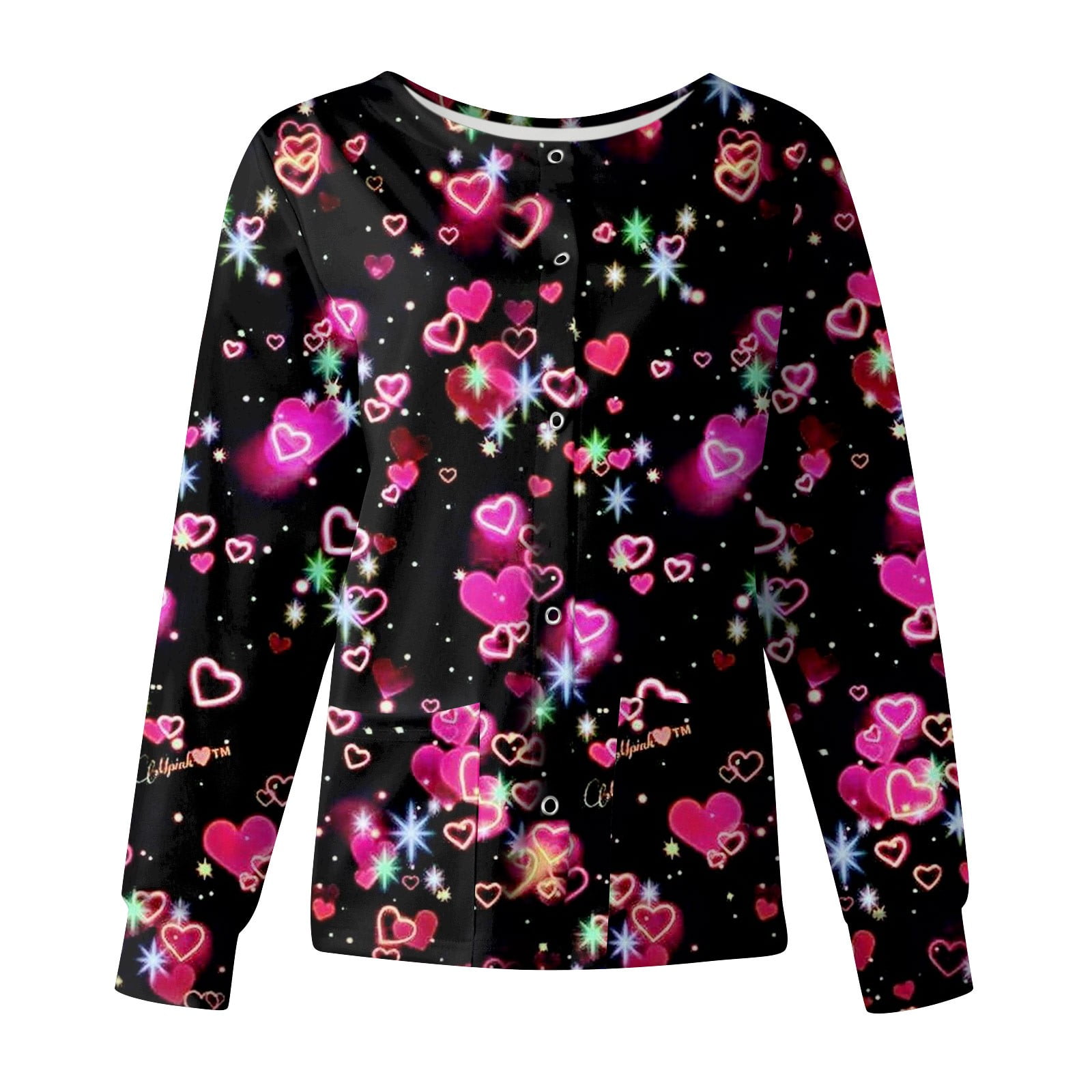 Susanny Valentines Day Scrub Tops Women Long Sleeve Button Down with ...
