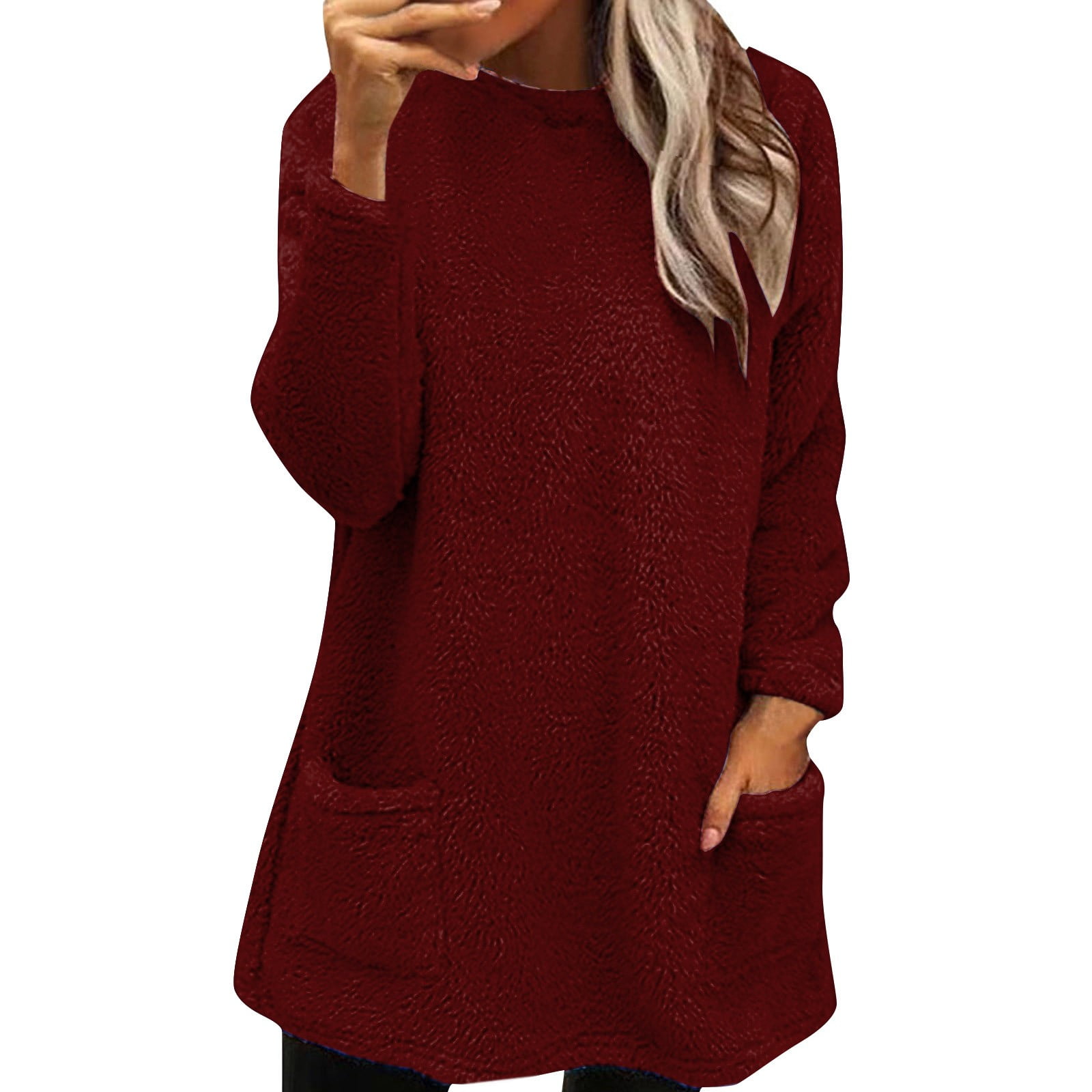 Susanny Womens Hoodie Warm Fuzzy Sherpa Lined Cozy Pullover Long Sleeve ...