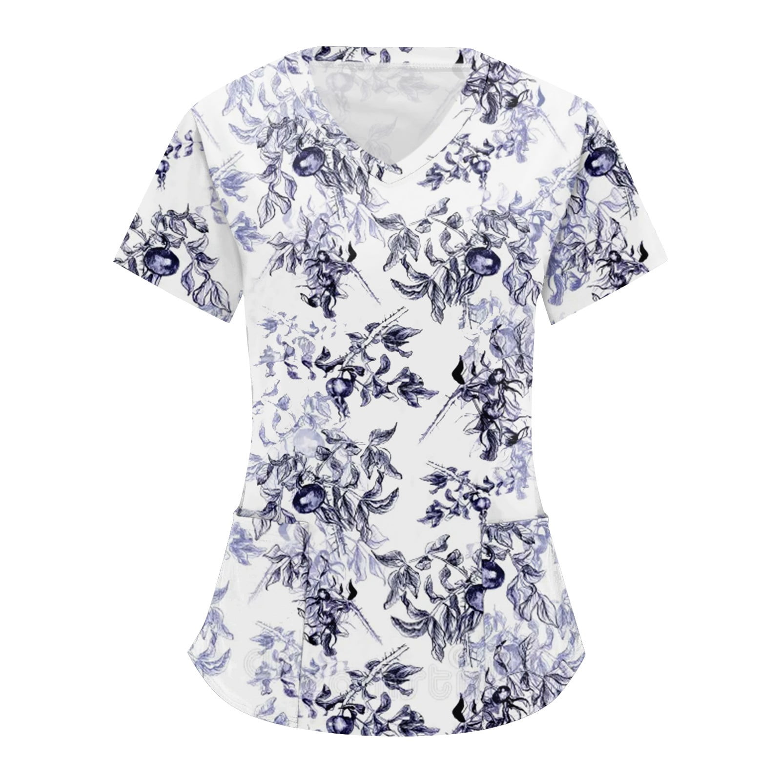Susanny Womens Maternity Scrub Top Butterfly Short Sleeve with Pockets ...