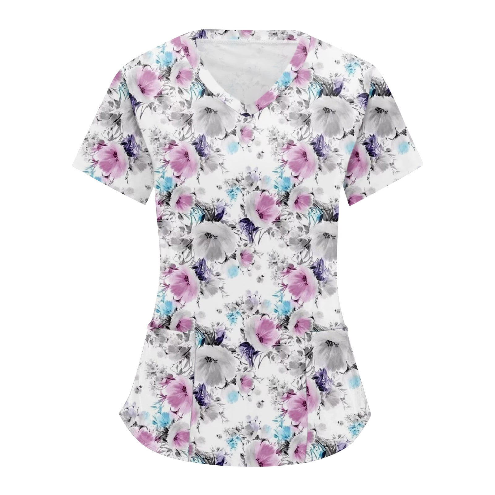 Susanny Womens Maternity Scrub Top Butterfly Short Sleeve with Pockets ...