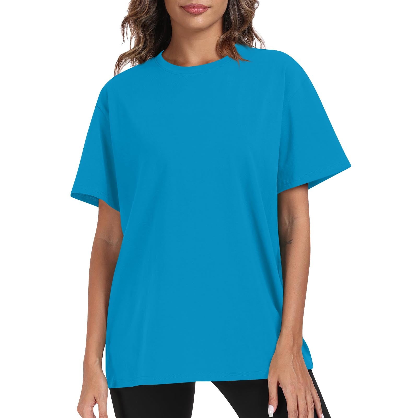Susanny Womens Oversized T Shirts Loose Fit Cotton Crewneck Short