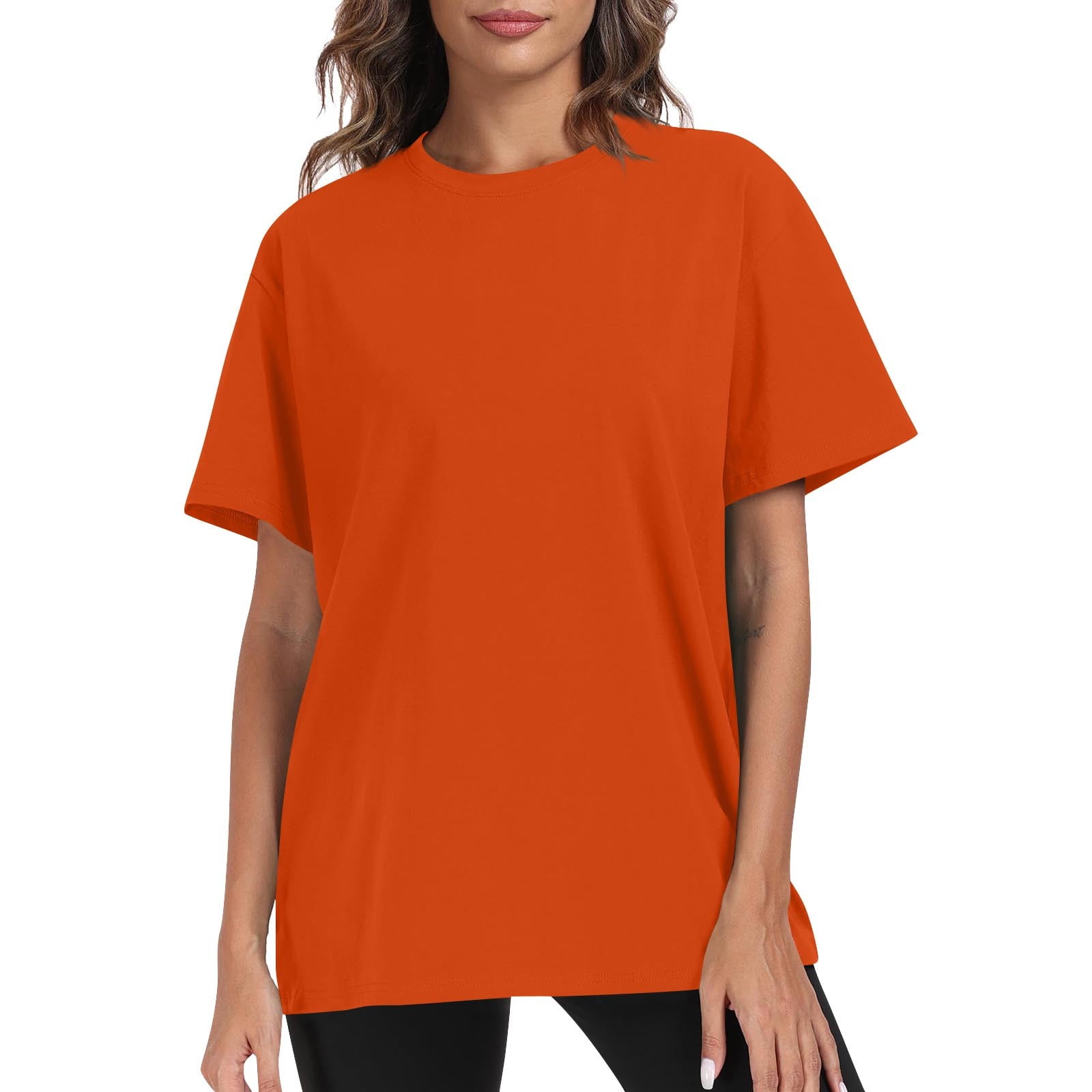 Susanny Womens Oversized T Shirts Loose Fit Cotton Crewneck Short